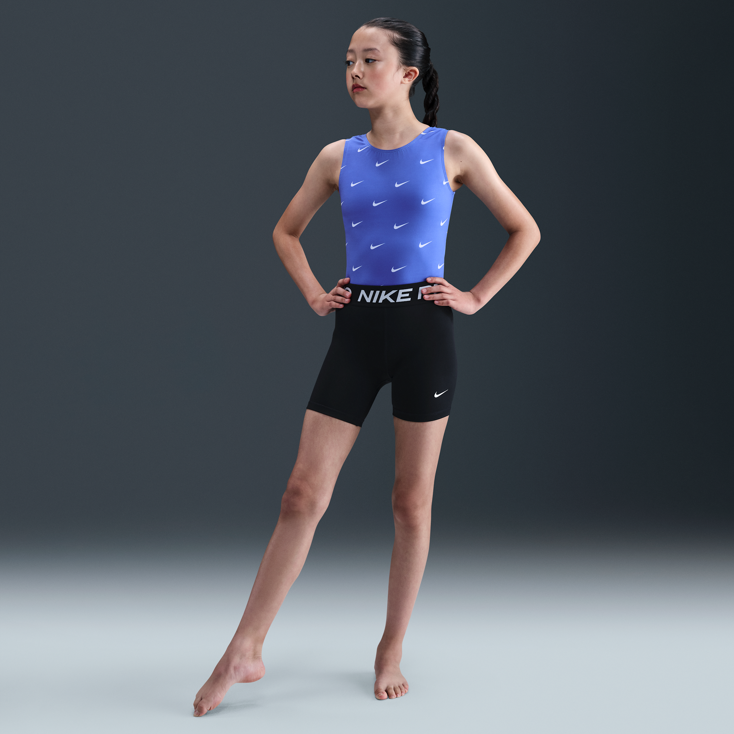 Nike Women's Gymnastics Women's Repeat Swoosh Leotard In Blue | ModeSens