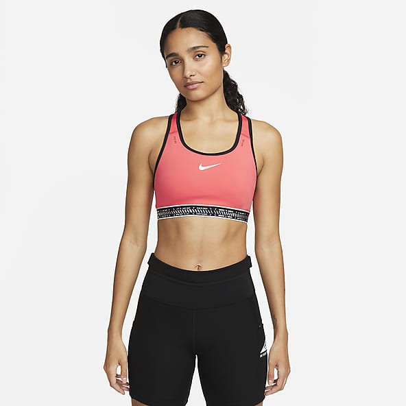 Red Nike Swoosh Sports Bras. Nike IE