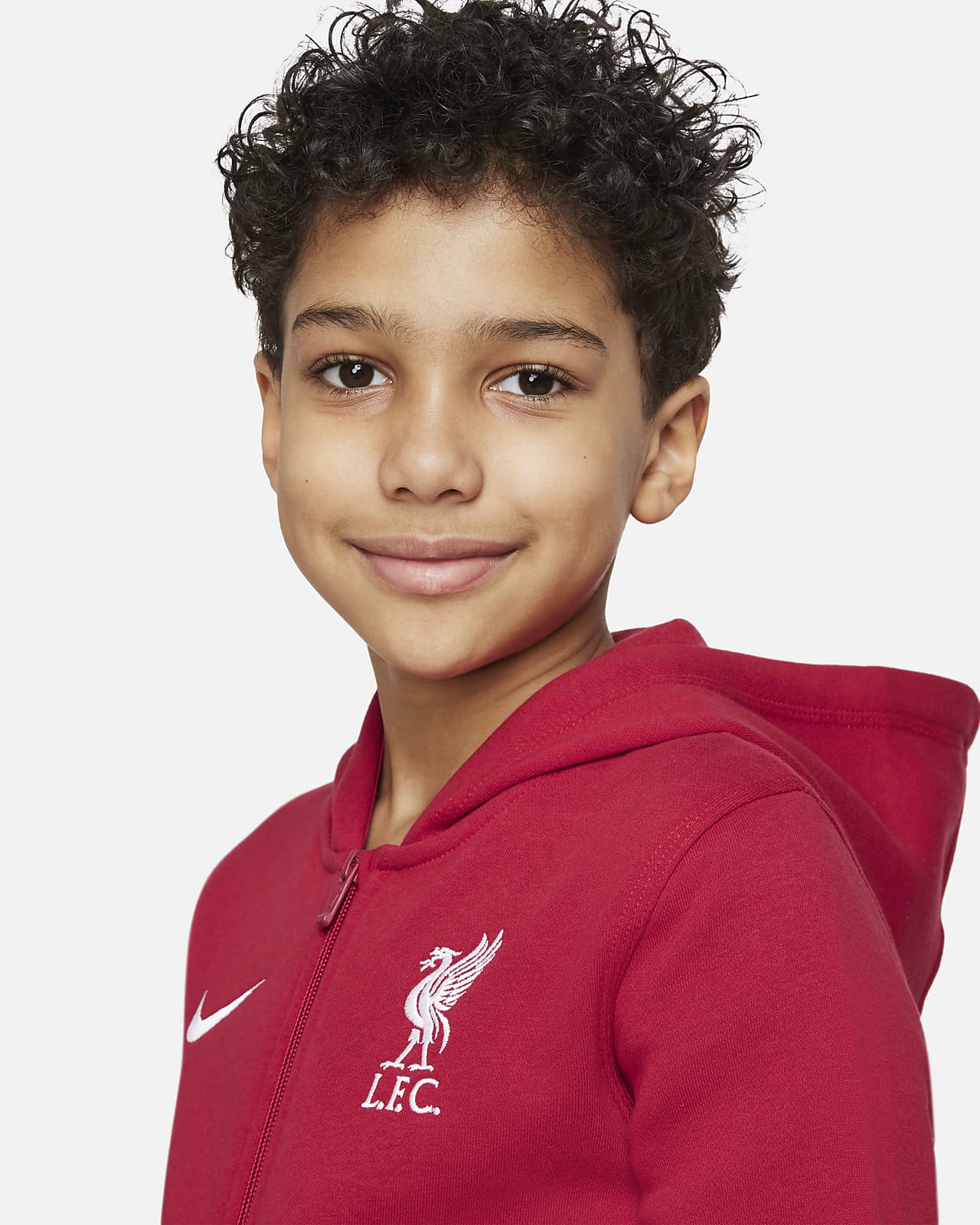 Liverpool FC Fleecehoodie met rits voor kids. Nike BE