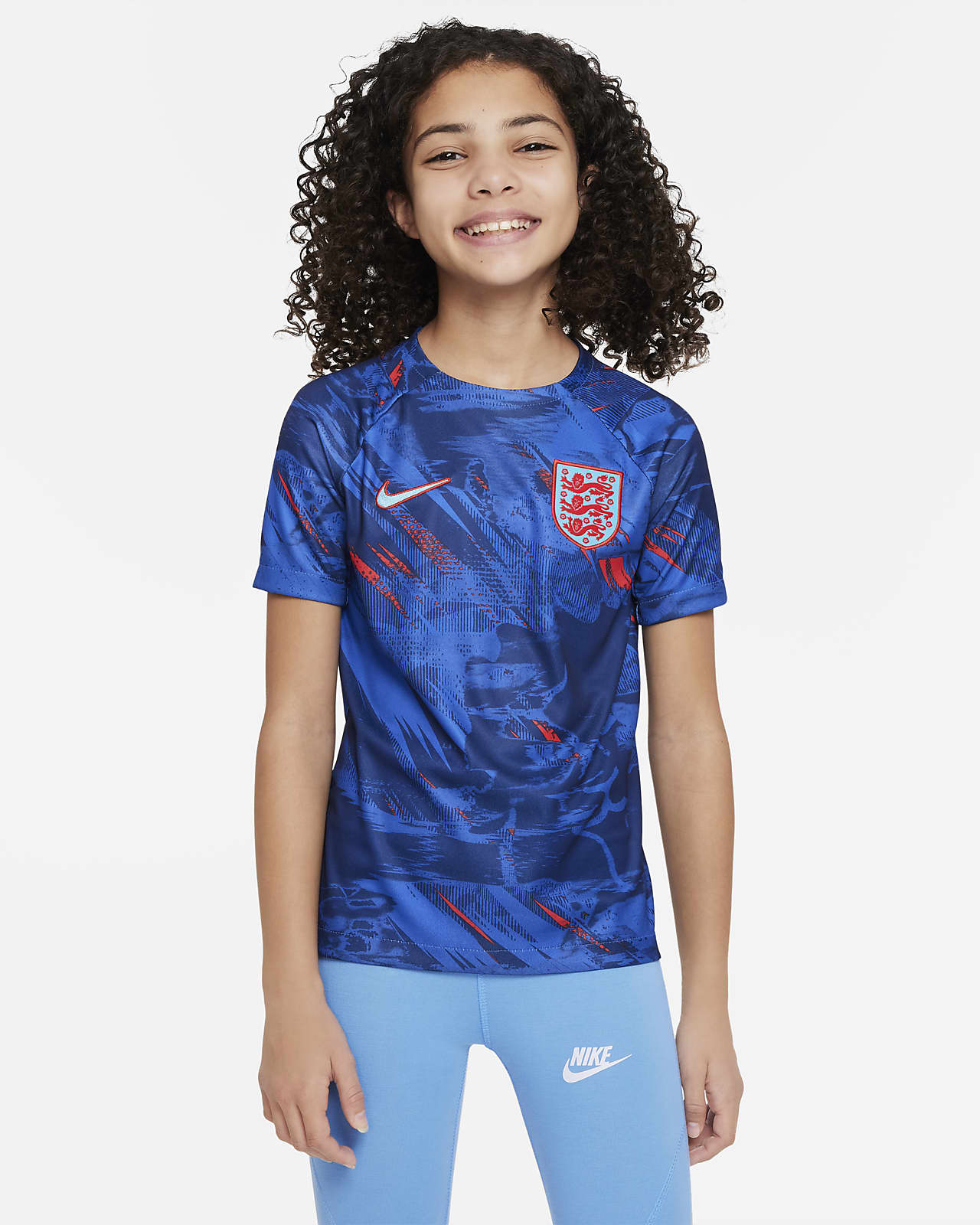 Anglia Nike Dri-FIT mérkőzés előtti futballfelső nagyobb gyerekeknek ...