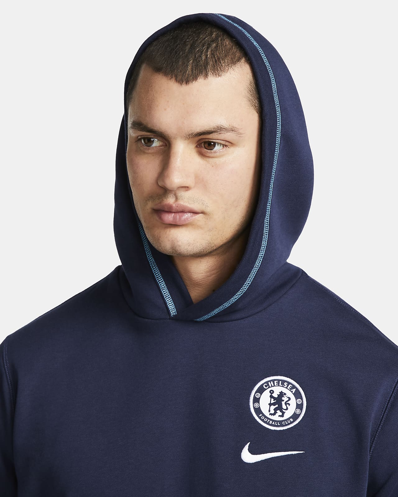 Fotbollshuvtröja i fleece Chelsea FC Travel för män. Nike SE