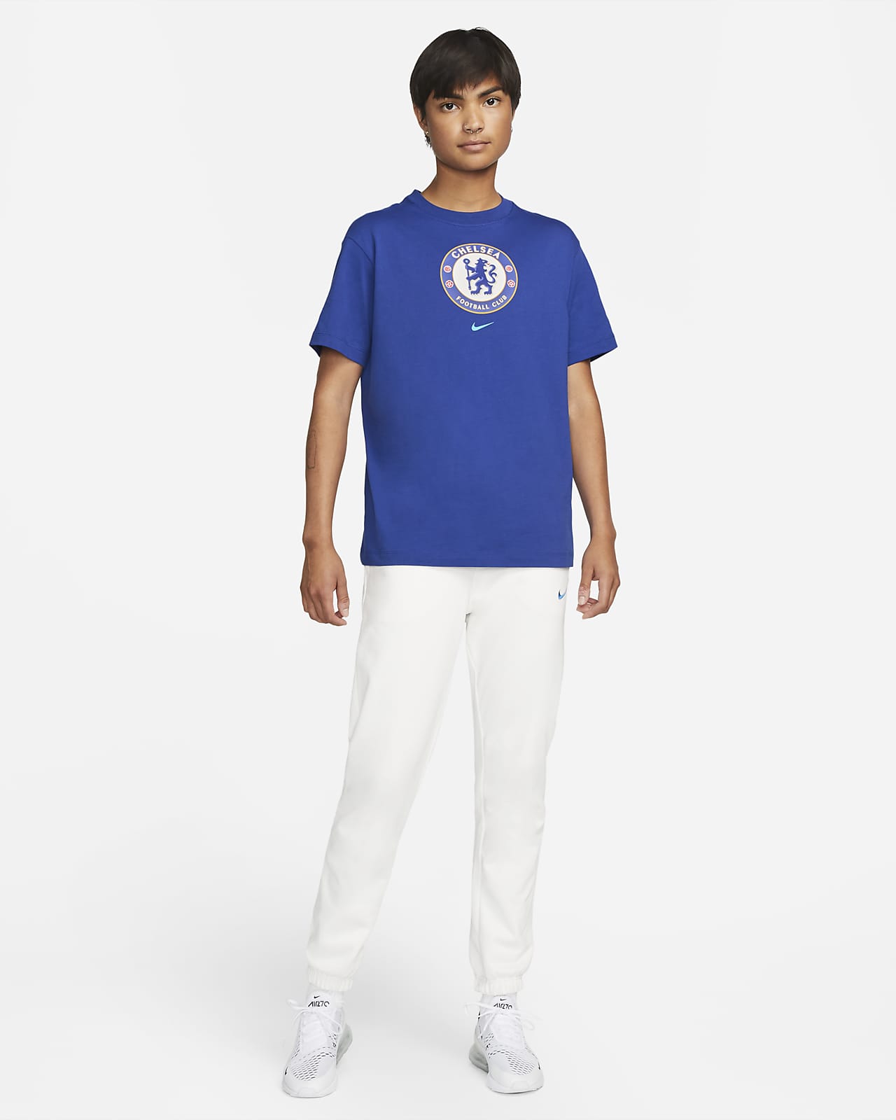 Chelsea F.C. Crest Women's Football T-Shirt. Nike AE