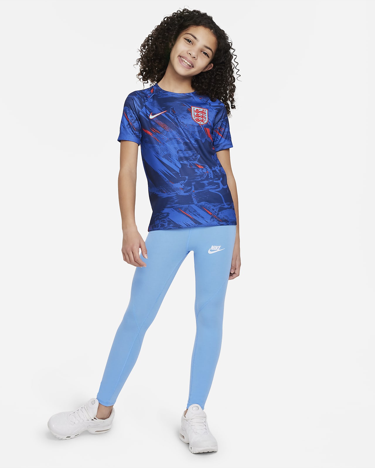 Anglia Nike Dri-FIT mérkőzés előtti futballfelső nagyobb gyerekeknek ...