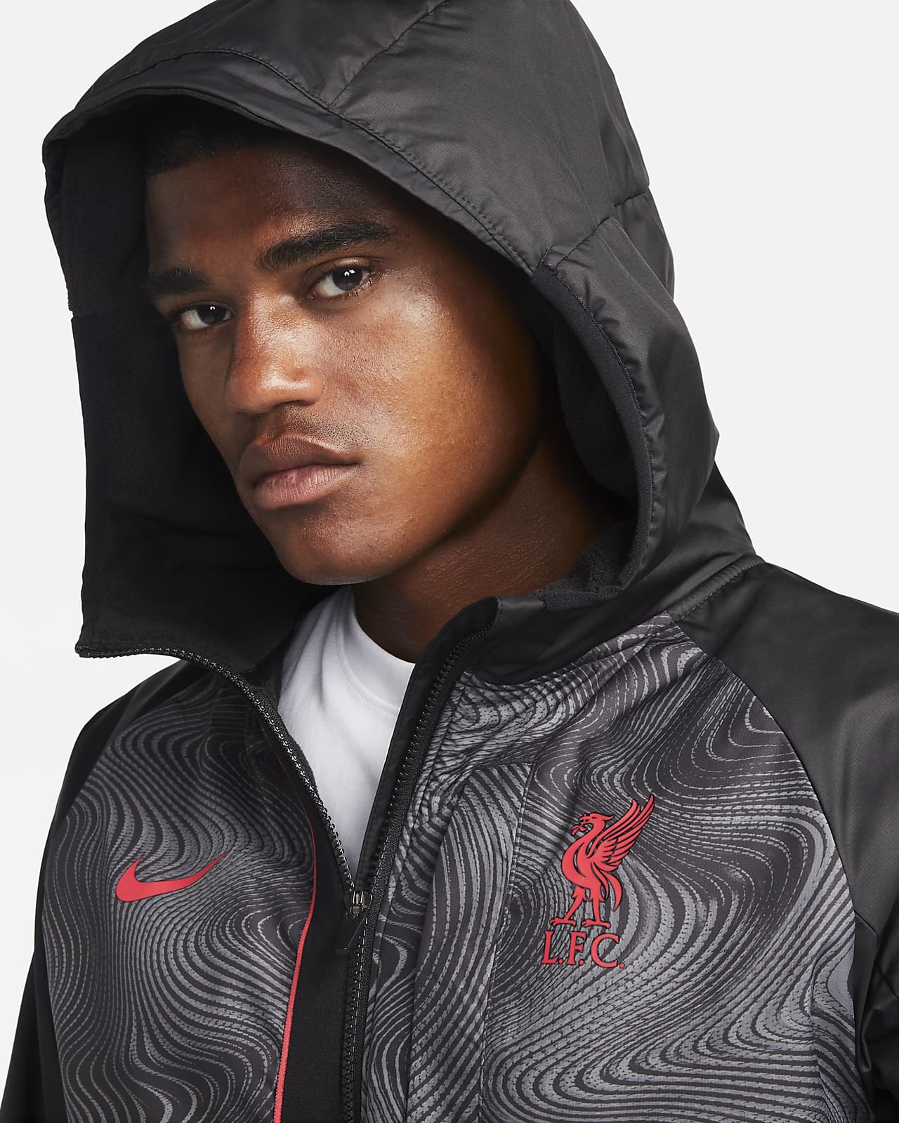 Liverpool FC AWF winterfeste Herren-Fußballjacke mit durchgehendem ...