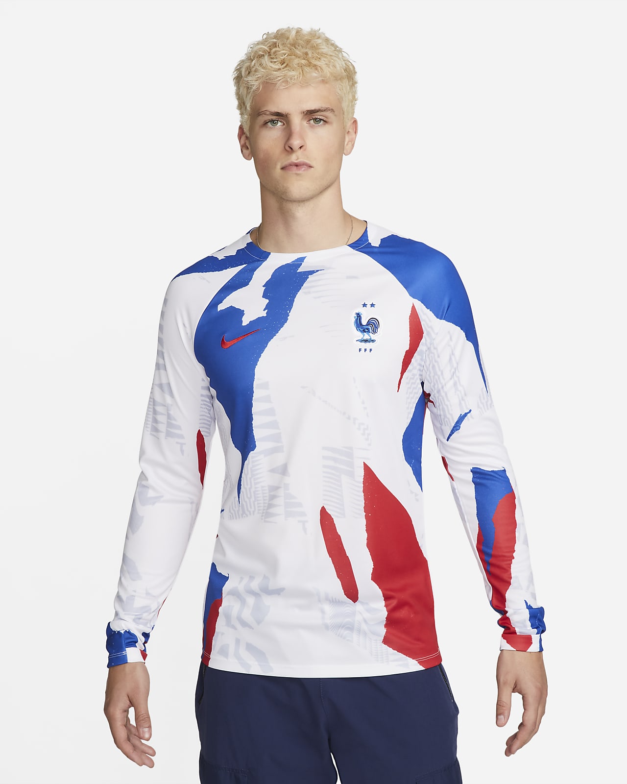 FFF Men's Nike Dri-FIT Pre-Match Long-Sleeve Football Top. Nike GB