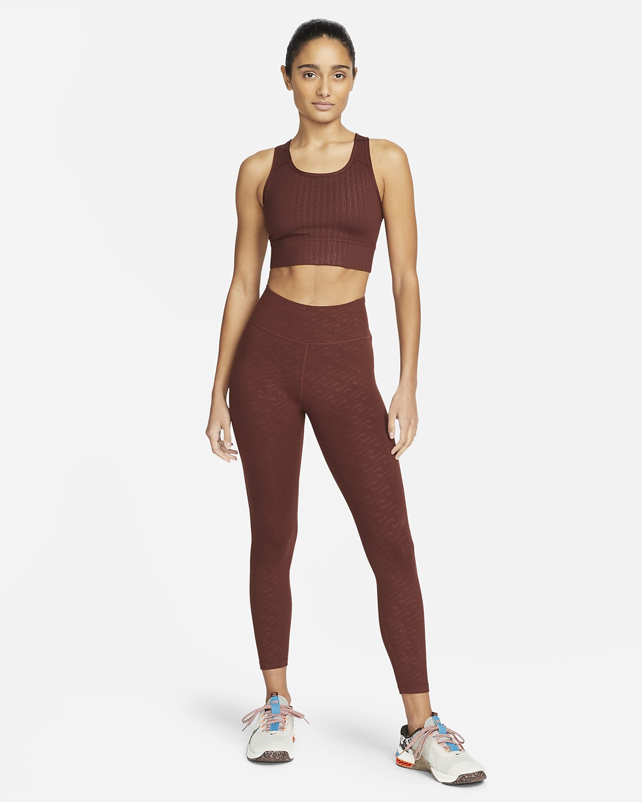 Nike Dri-FIT Swoosh Women's Medium-Support 1-Piece Pad Longline Printed ...