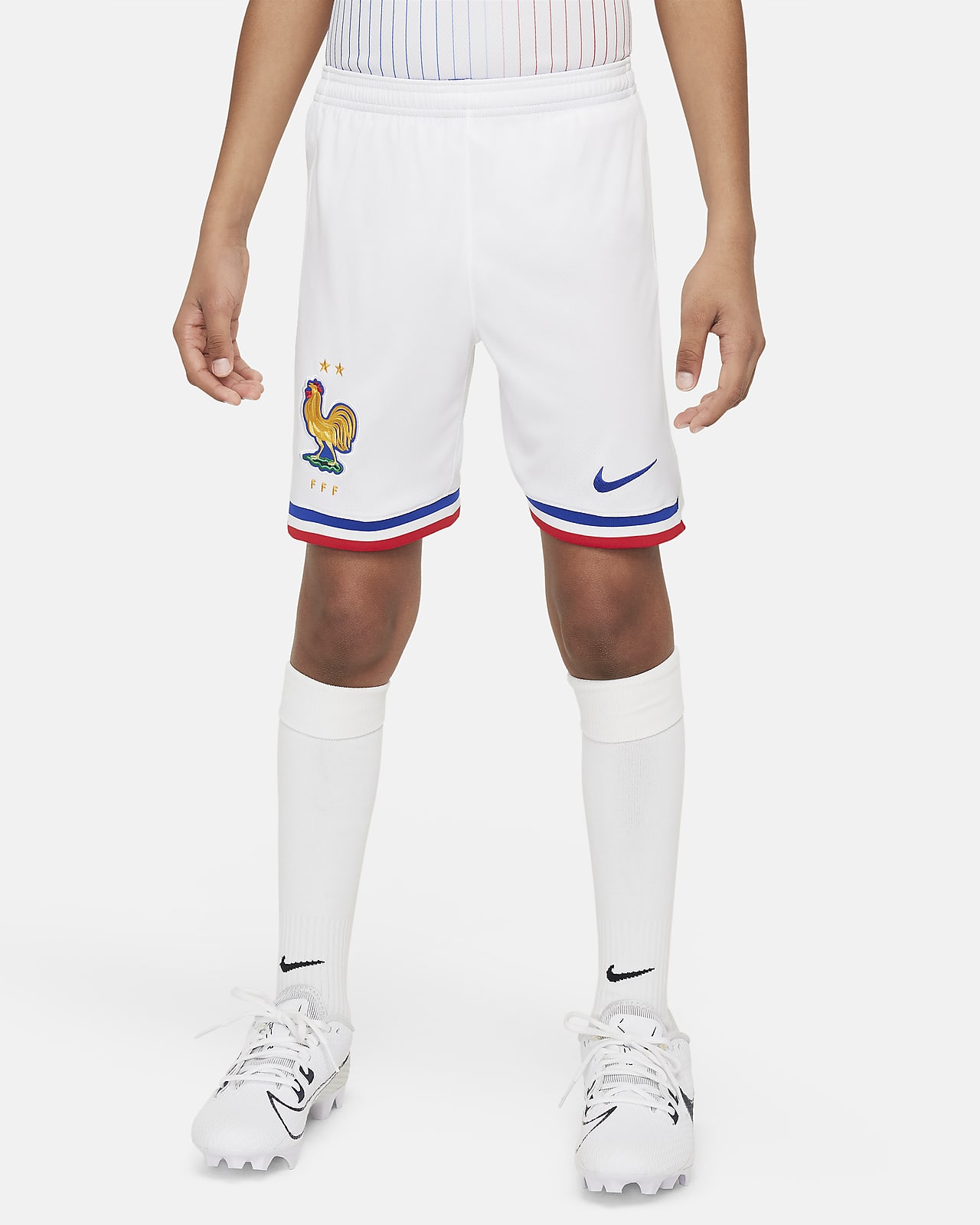 FFF 2024 Stadium Home Older Kids' Nike Dri-FIT Football Replica Shorts. Nike BE