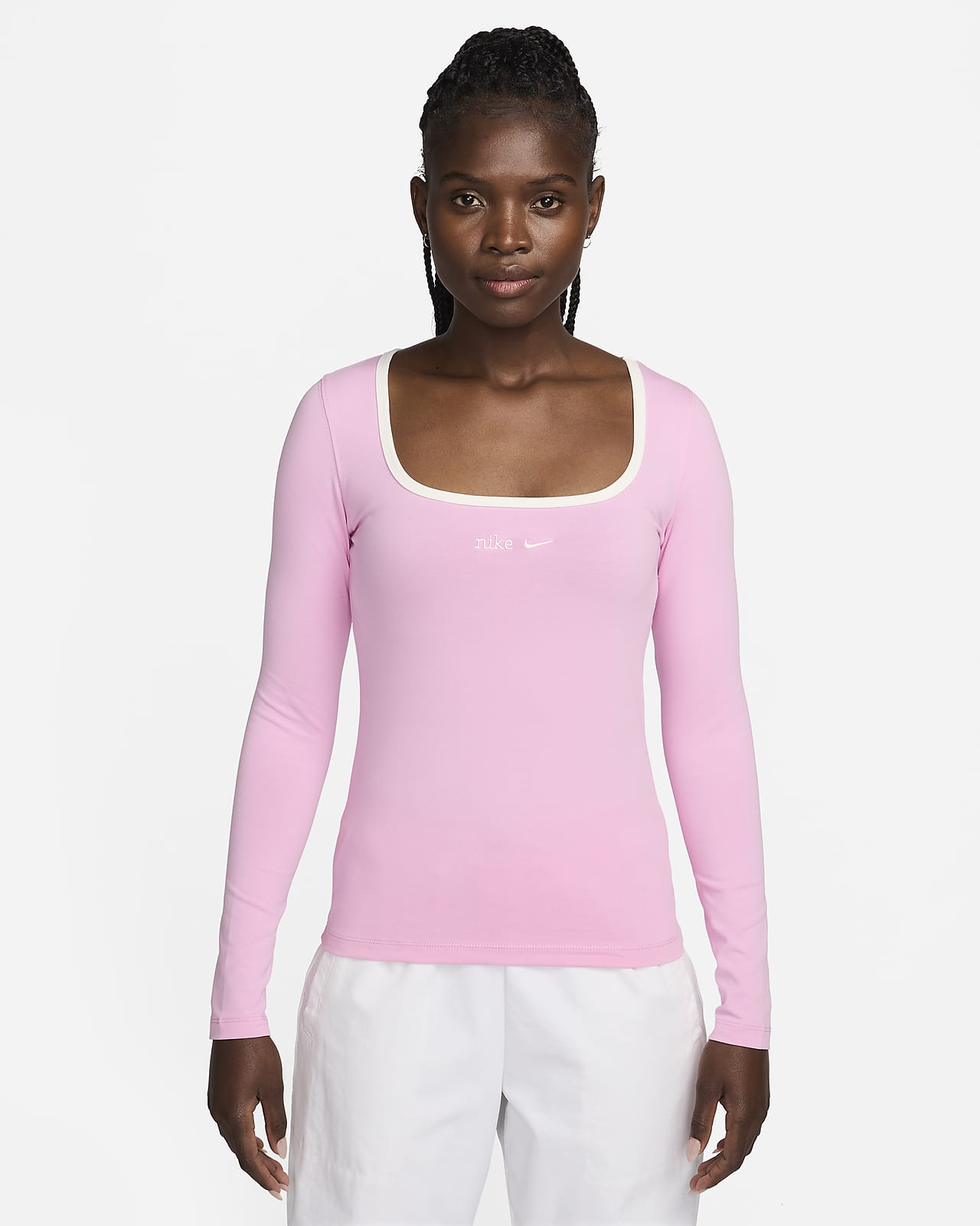 Nike Sportswear Women's Square-Neck Long-Sleeve Top. Nike PT