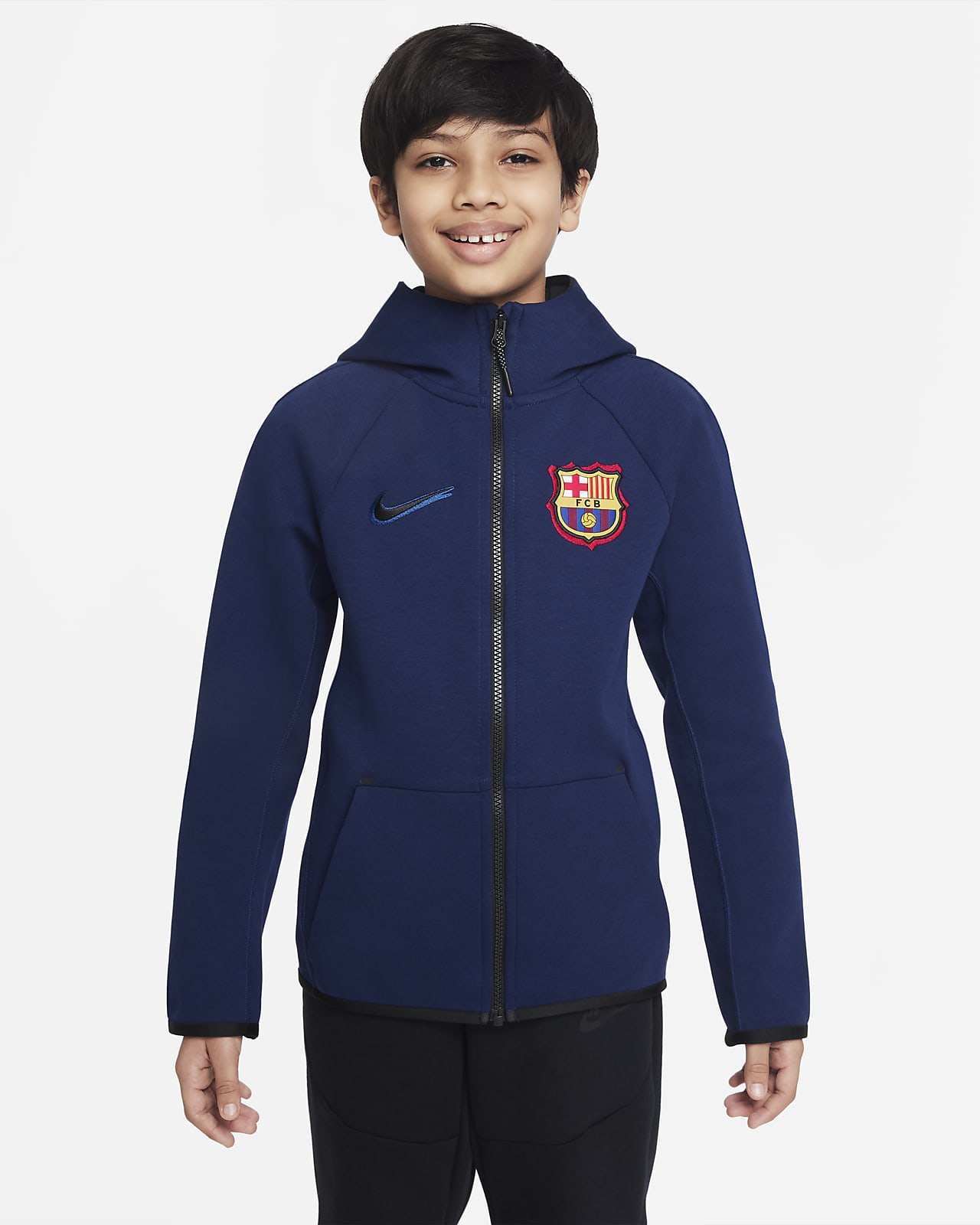 F.C. Barcelona Tech Fleece Windrunner Older Kids' Full-Zip Hoodie. Nike CZ