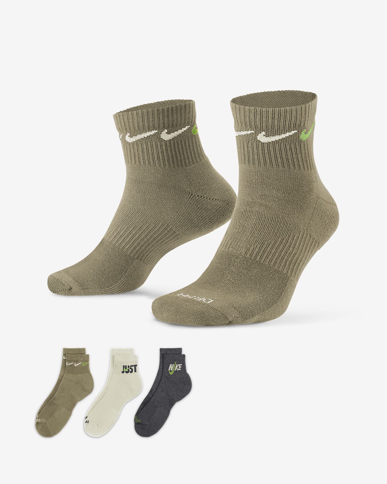 Nike Everyday Plus Cushioned Training Ankle Socks 3 Pairs Nike Vn