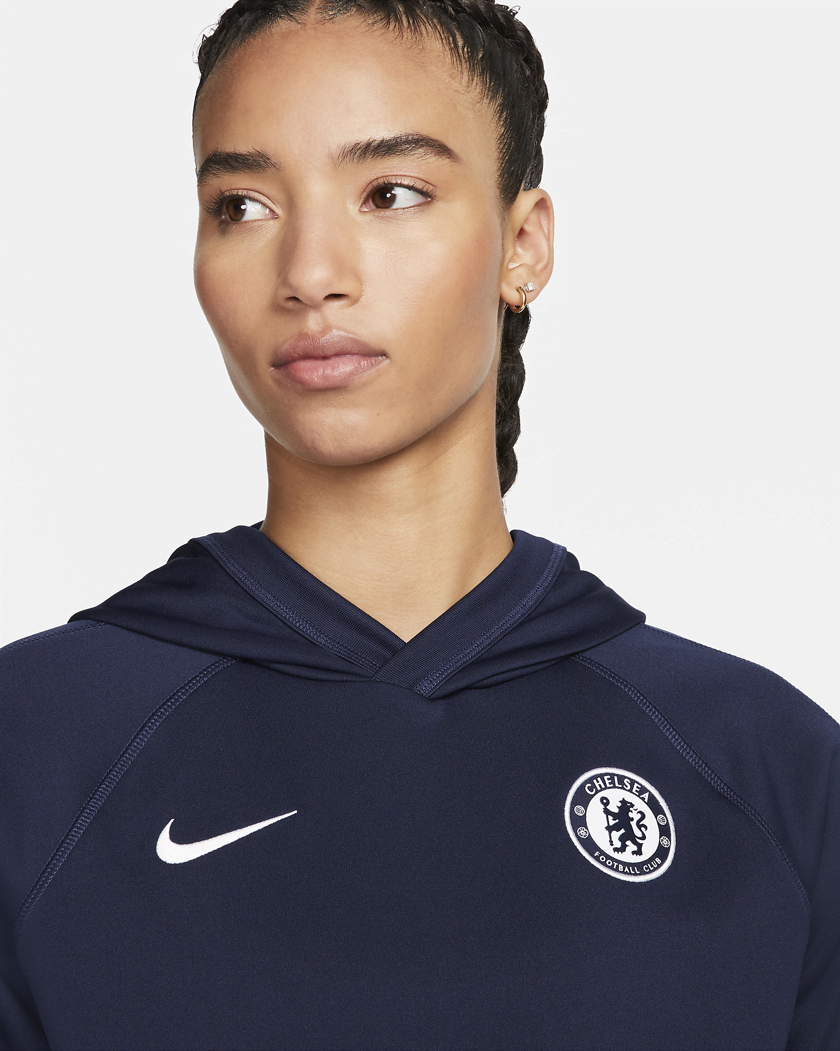 Chelsea F.C. Women's Nike Dri-FIT Pullover Hoodie. Nike AE