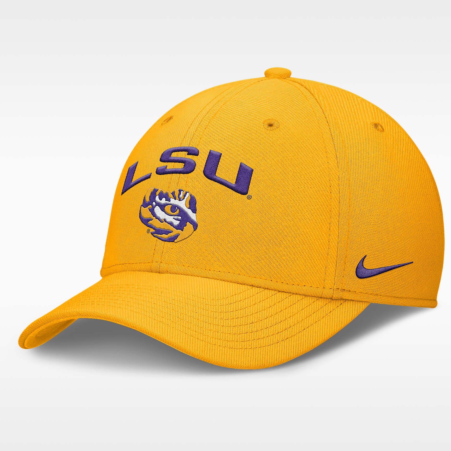 Gorra universitaria Nike Dri-FIT para hombre LSU On-Field Rise Swoosh ...