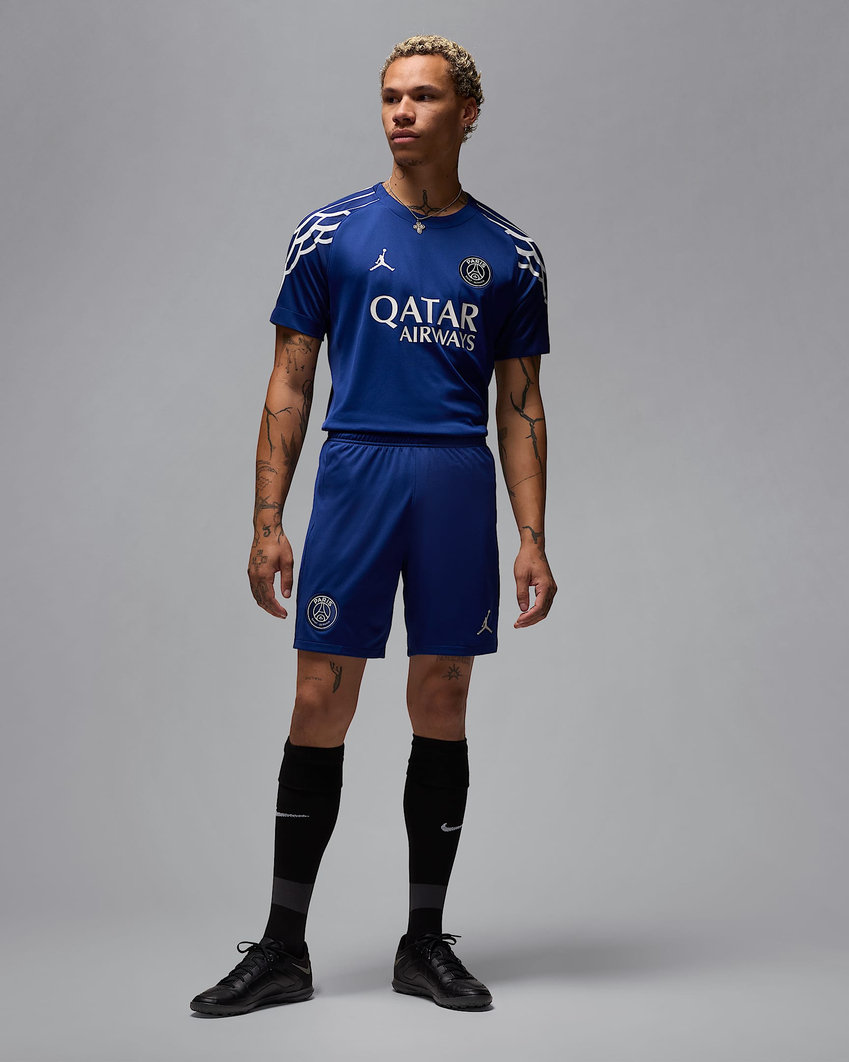 Replika pánských fotbalových kraťasů Jordan Dri-FIT Paris Saint-Germain 2025 Stadium Fourth. Nike CZ