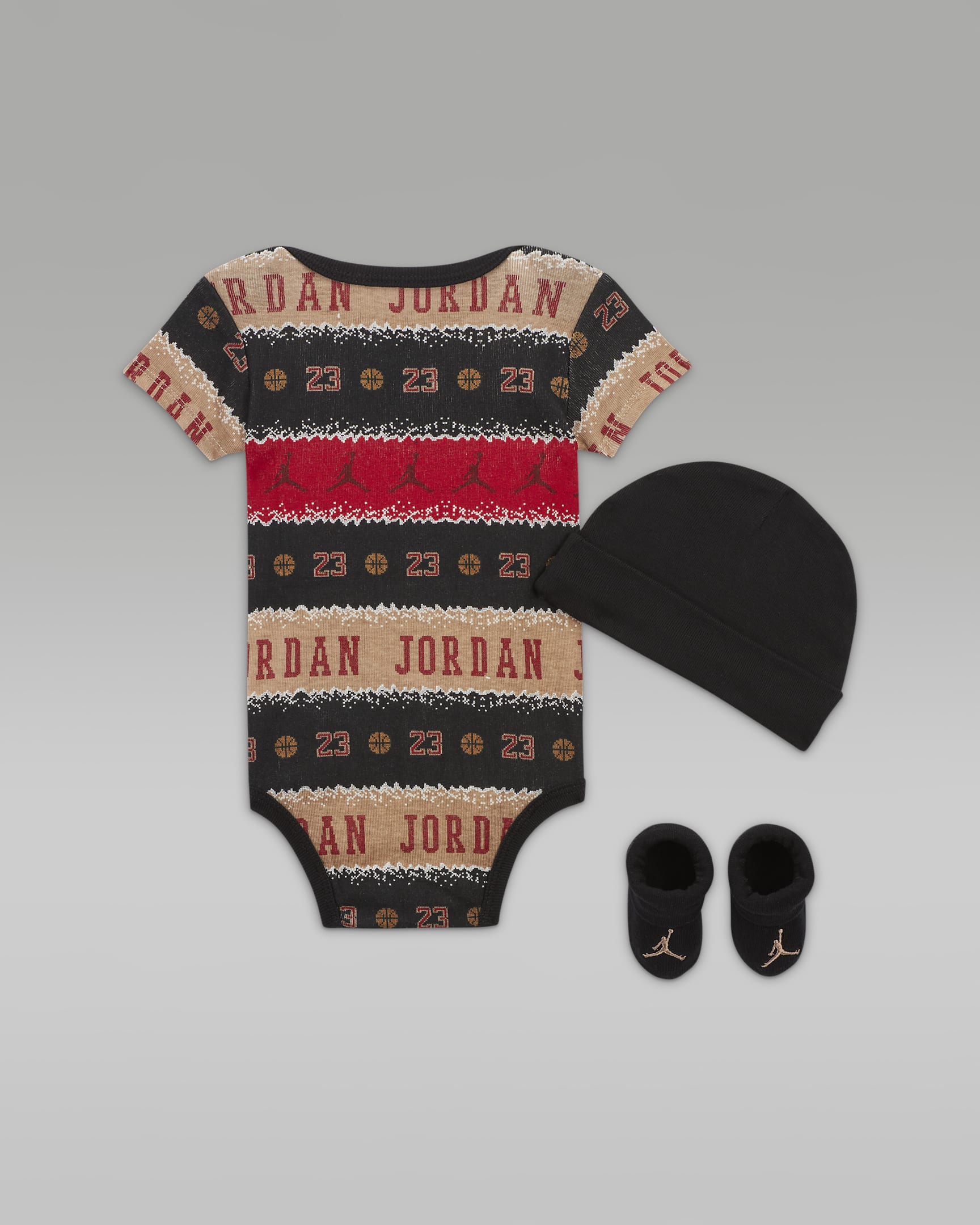 Jordan MJ Holiday 3-Piece Boxed Set Baby Bodysuit Set. Nike LU