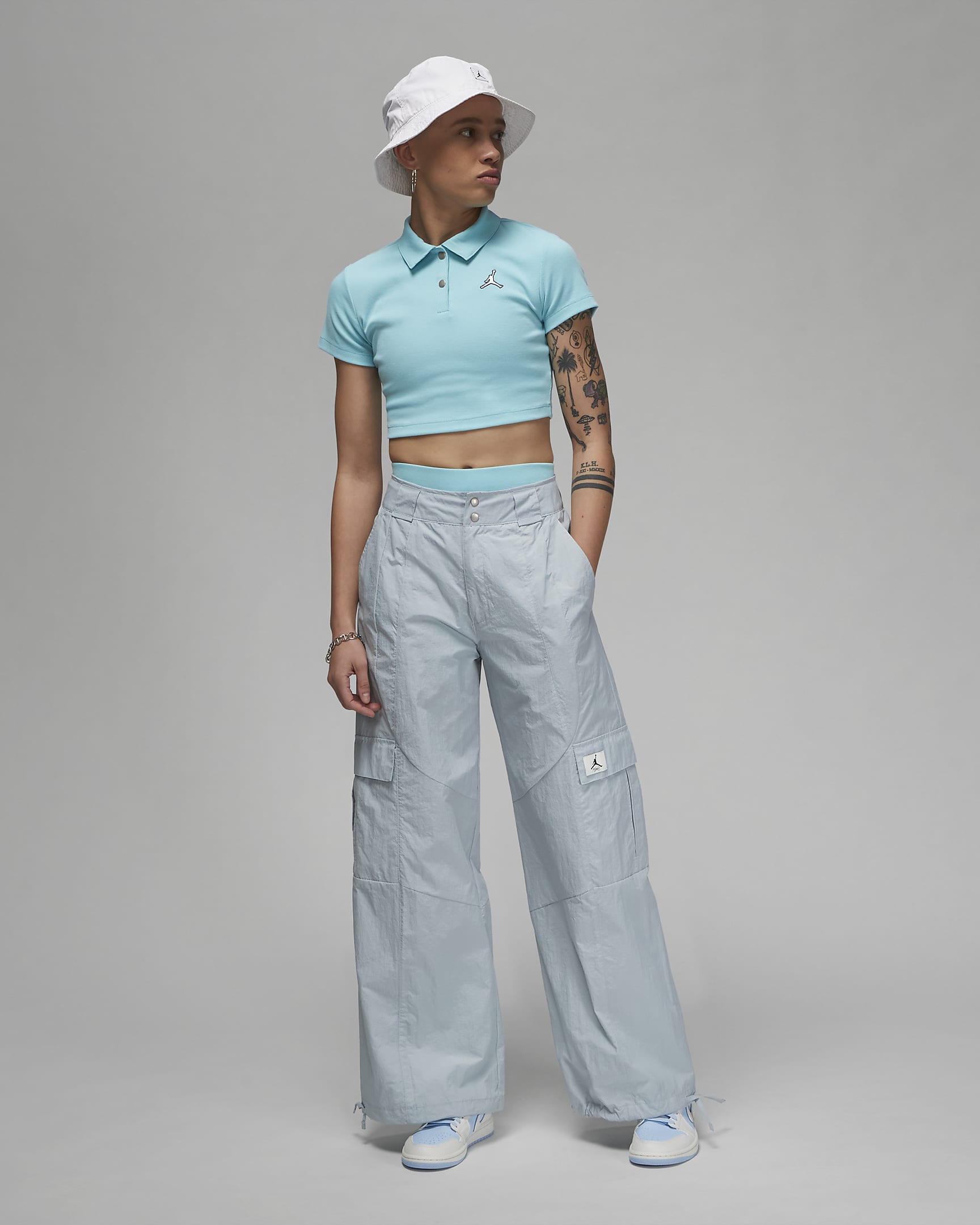 Jordan Women's Cropped Ribbed Polo. Nike VN