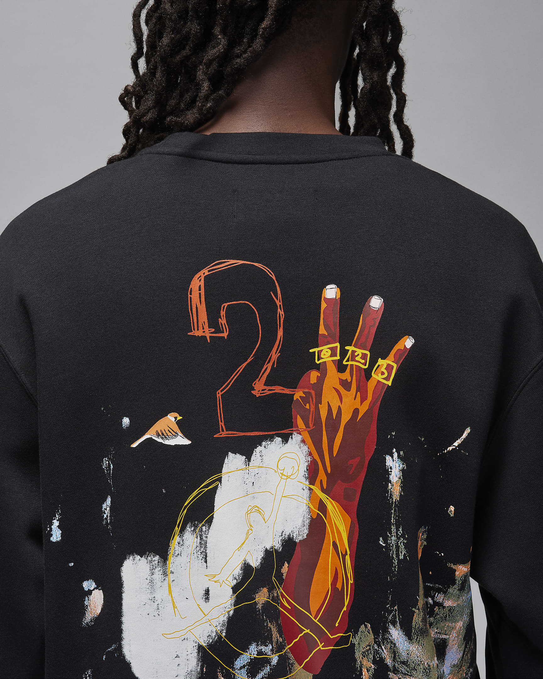 Jordan Artist Series by Jammie Holmes Fleece Crew-Neck Sweatshirt. Nike IN