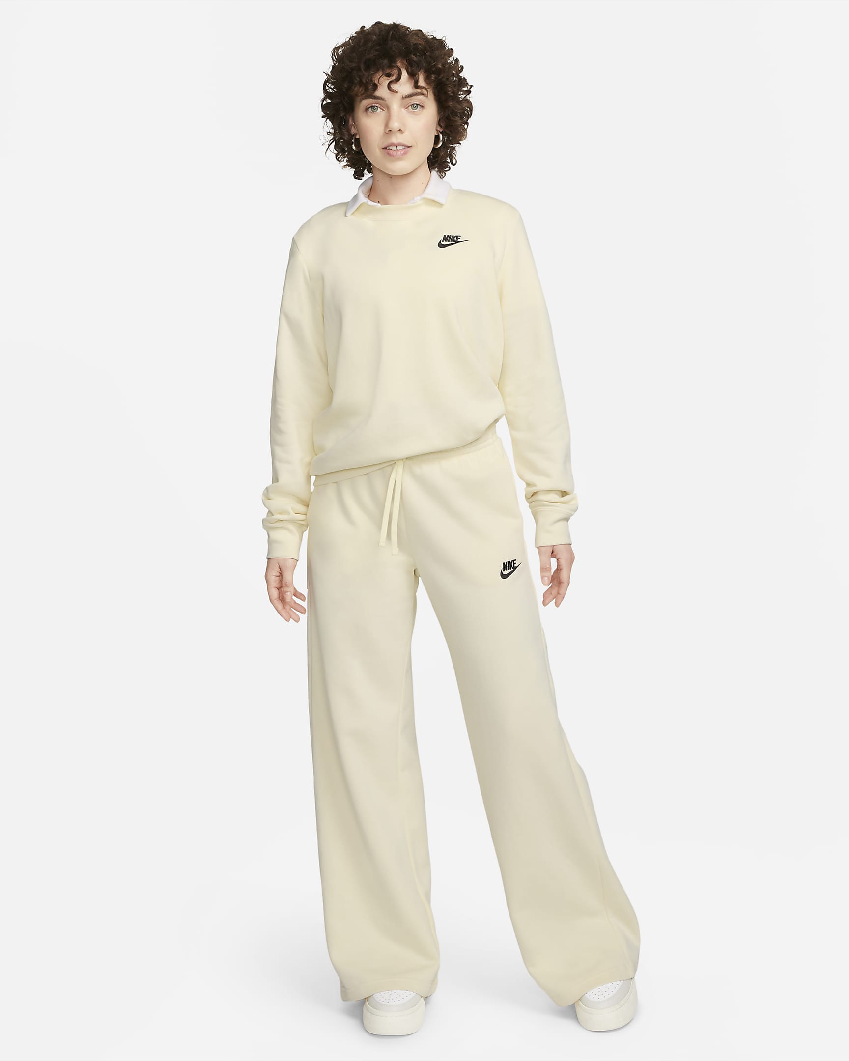 Nike Sportswear Club Fleece Womens Mid Rise Wide Leg Tracksuit Bottoms