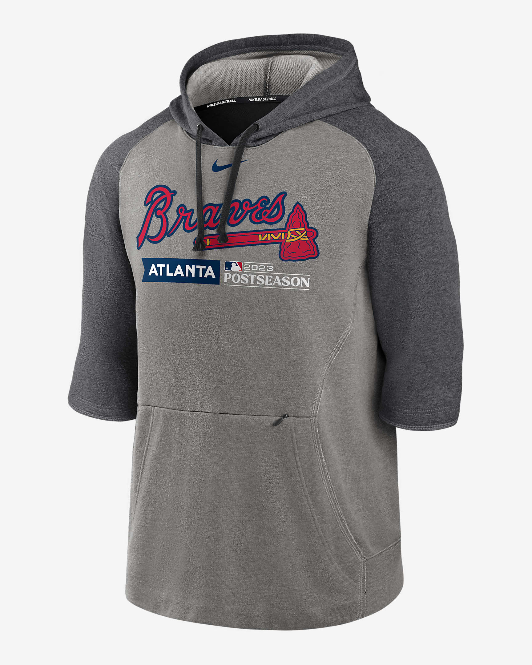 Sudadera con gorro sin cierre Nike Dri-FIT de manga 3/4 para hombre Atlanta Braves 2023 MLB ...