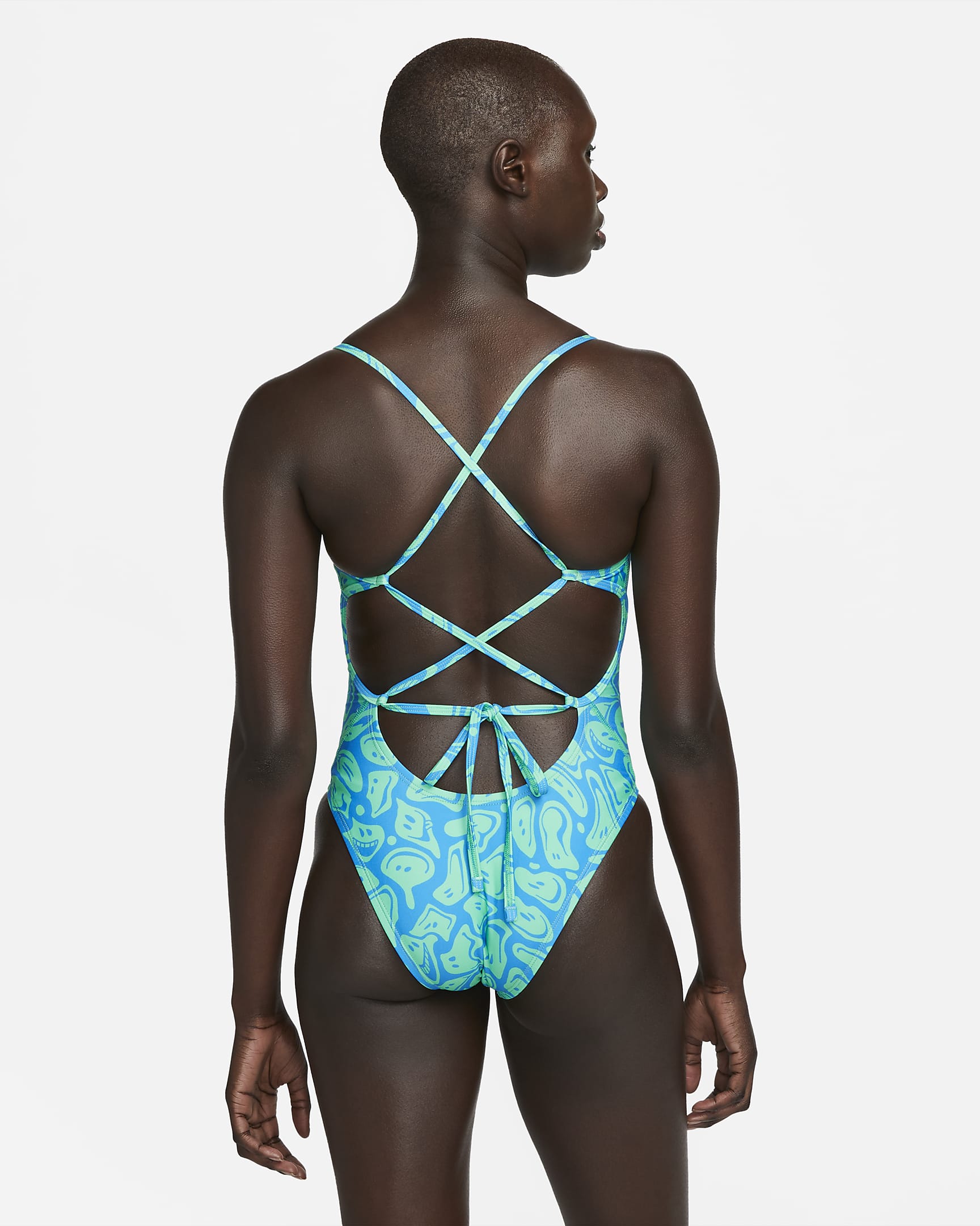 Nike Swim Hydrastrong Womens Lace Up Tie Back One Piece Swimsuit