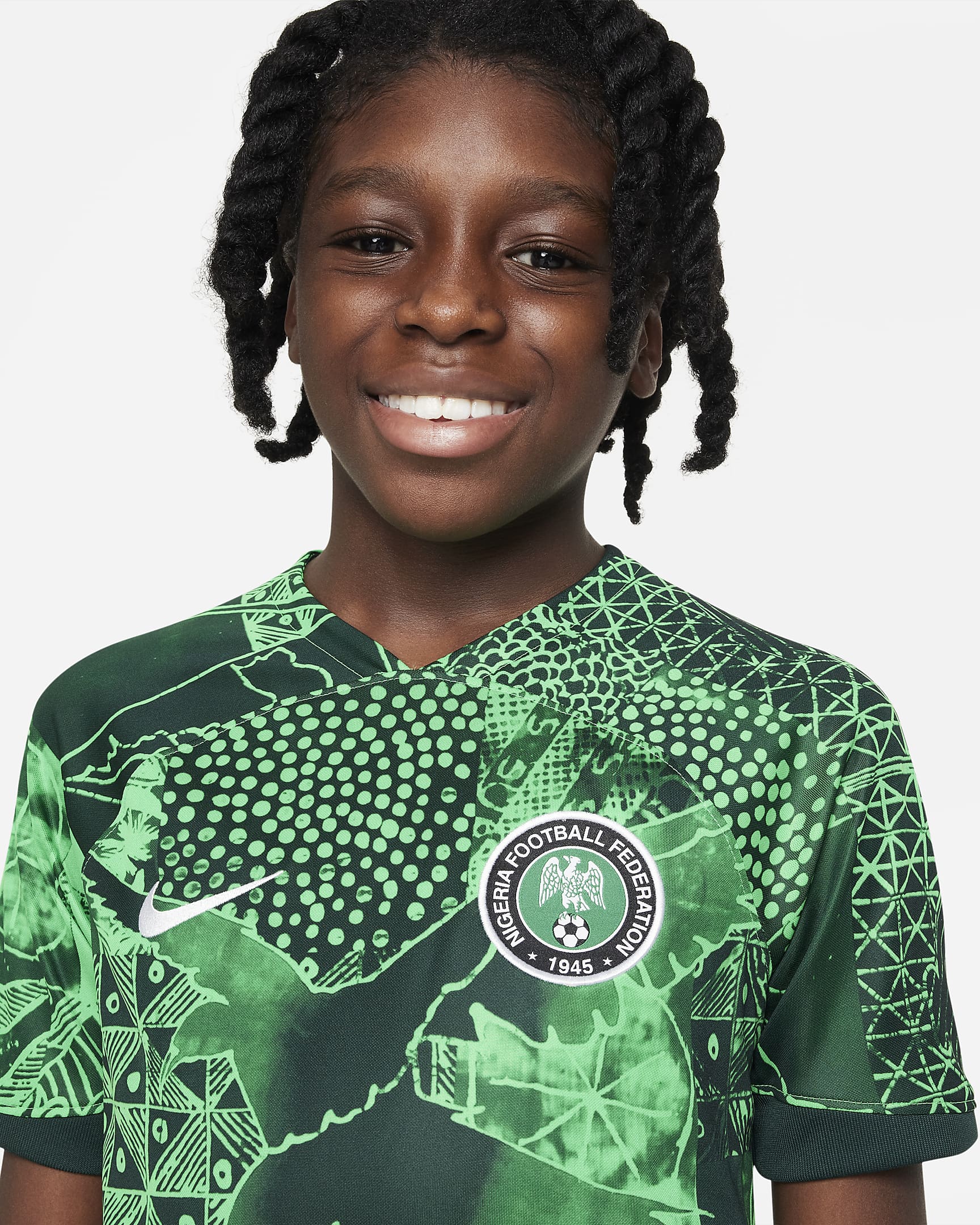 Nigeria 2022/23 Stadium Home Older Kids' Nike Dri-FIT Football Shirt. Nike IL