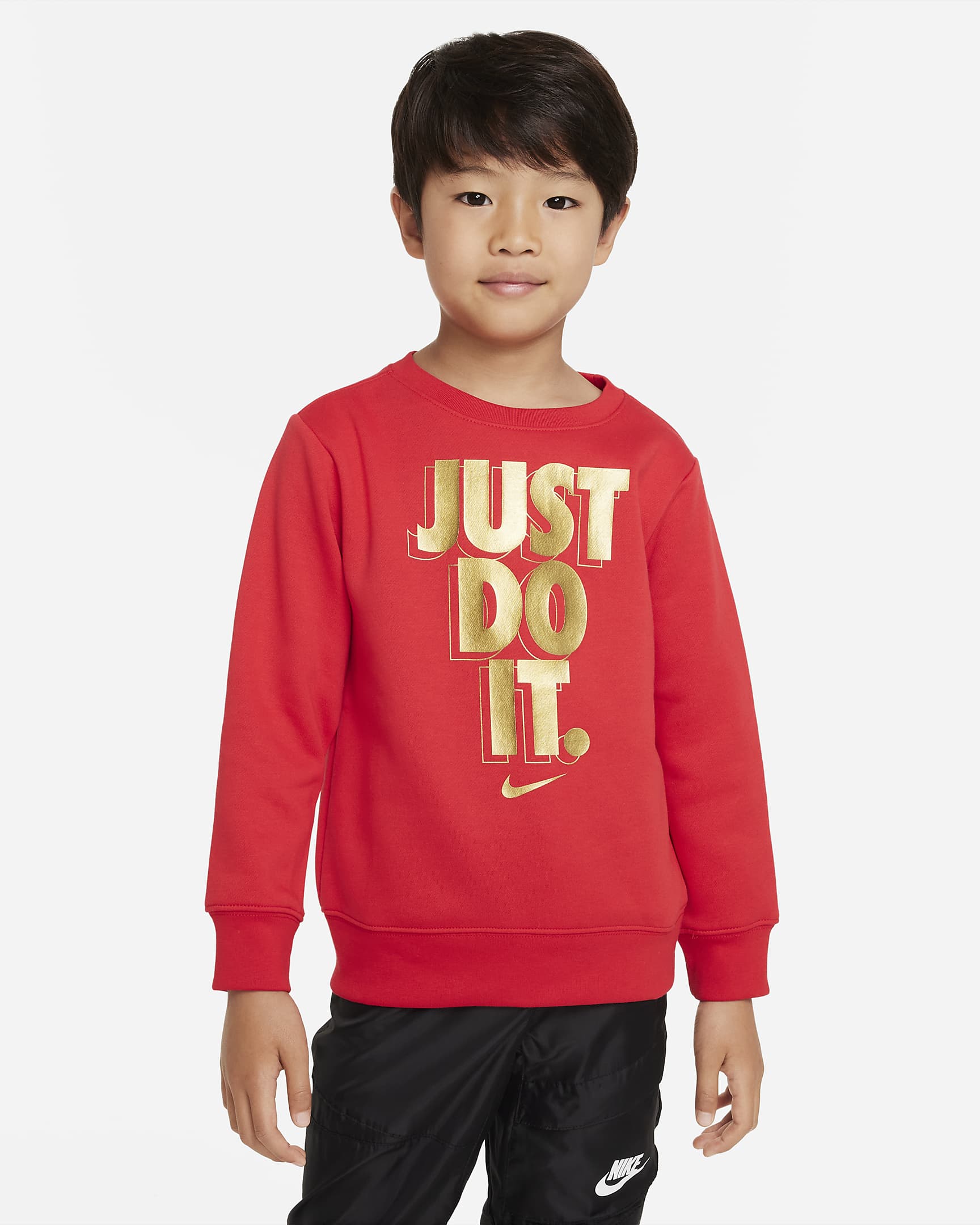 Sudadera de cuello redondo para niños talla pequeña Nike Just Do It Gifting Crewneck. Nike.com