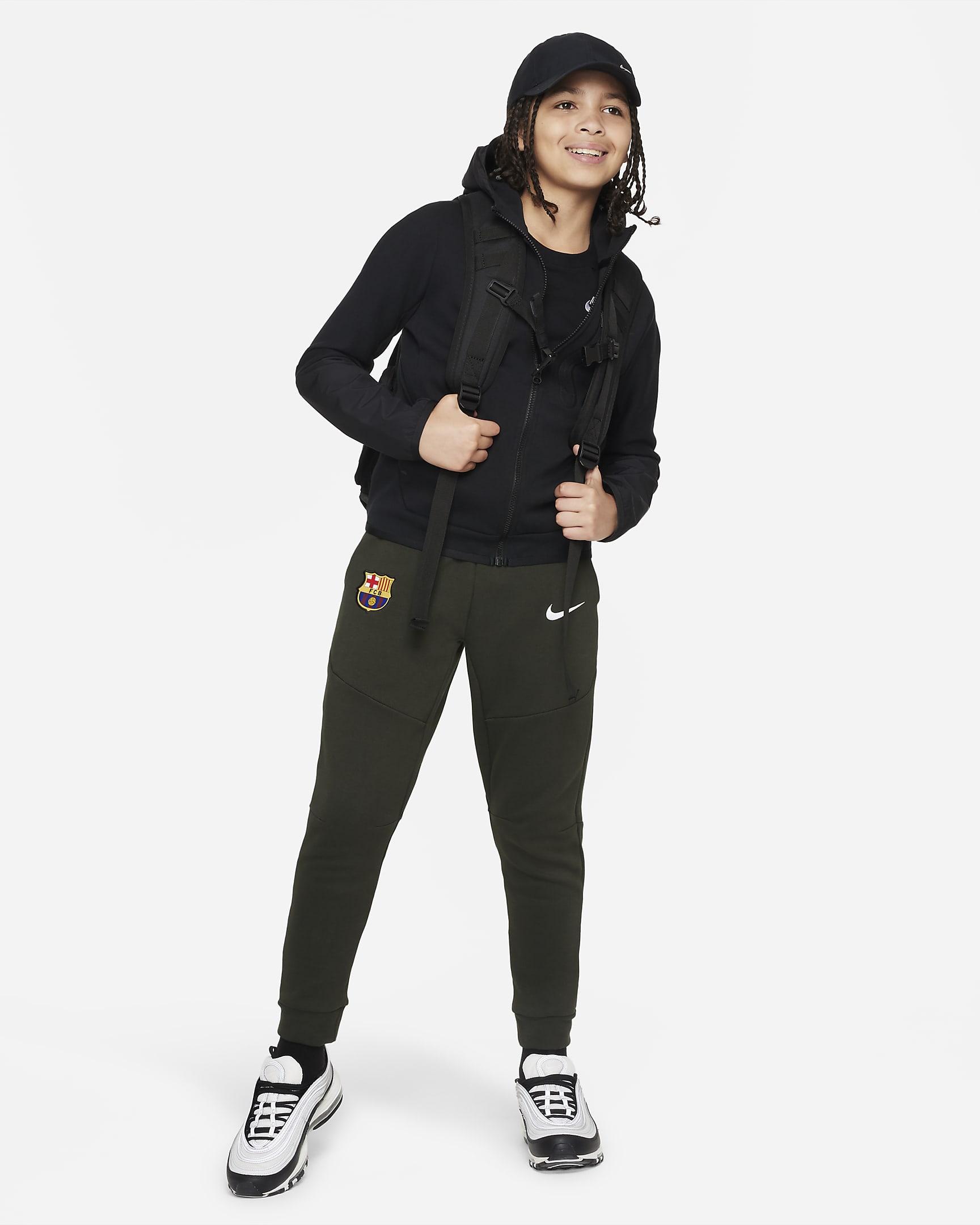 FC Barcelona Tech Fleece Nike broek voor jongens. Nike NL
