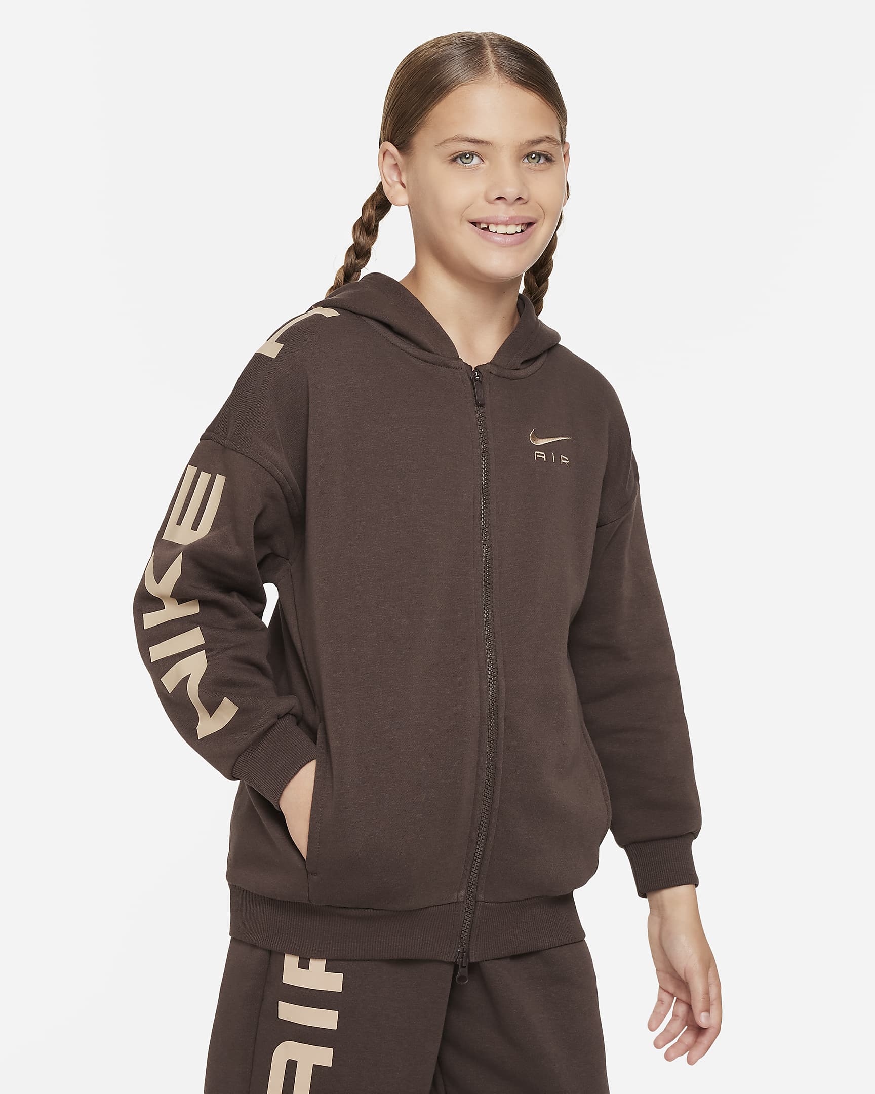 Nike Air Club Fleece Older Kids' (Girls') Oversized Full-Zip Hoodie ...