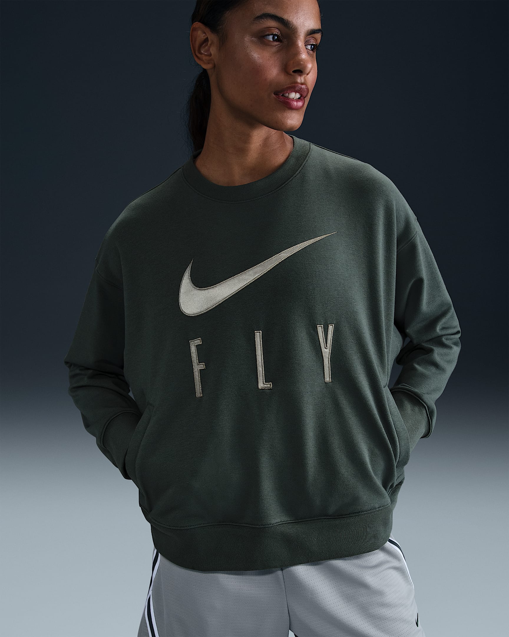 Nike Swoosh Fly Women's Dri-FIT French Terry Crew-Neck Basketball ...