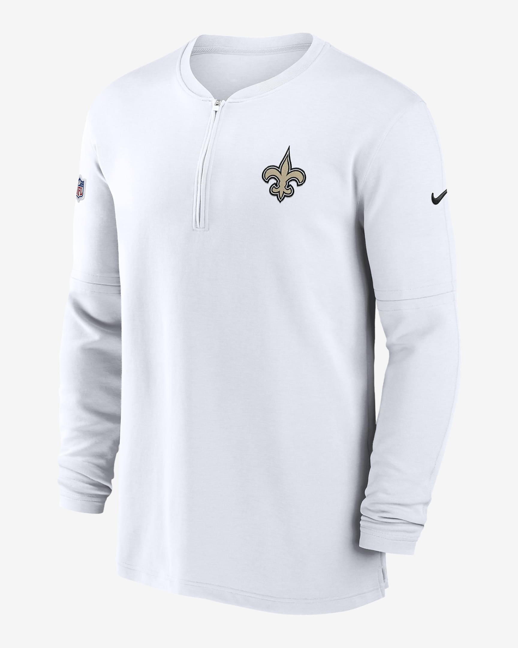 Playera de manga larga Nike Dri-FIT de la NFL de medio cierre para hombre New Orleans Saints ...