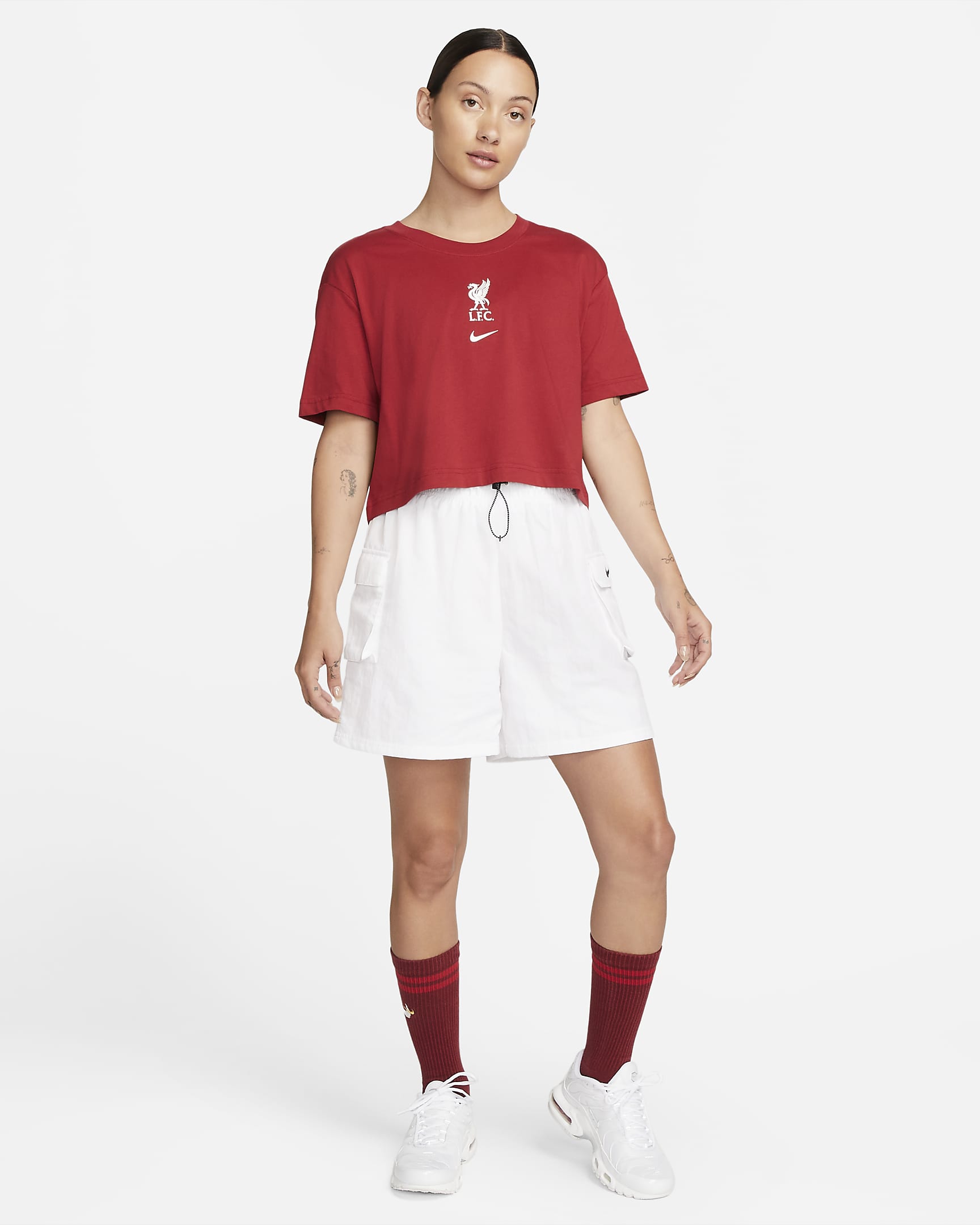 Playera de fútbol Nike cropped para mujer Liverpool FC Crest. Nike.com