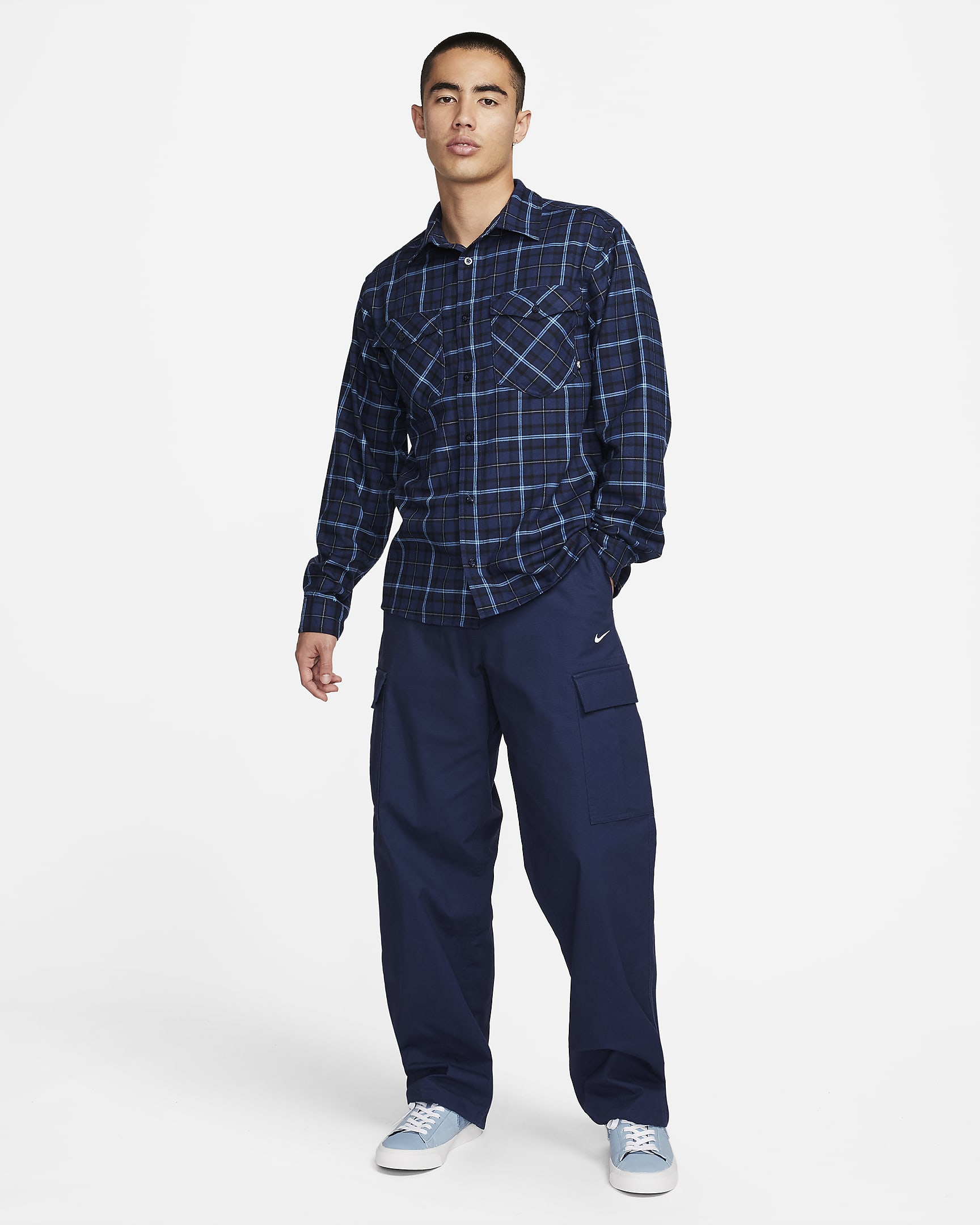 Nike SB Long-Sleeve Flannel Skate Button-Down Shirt. Nike IN