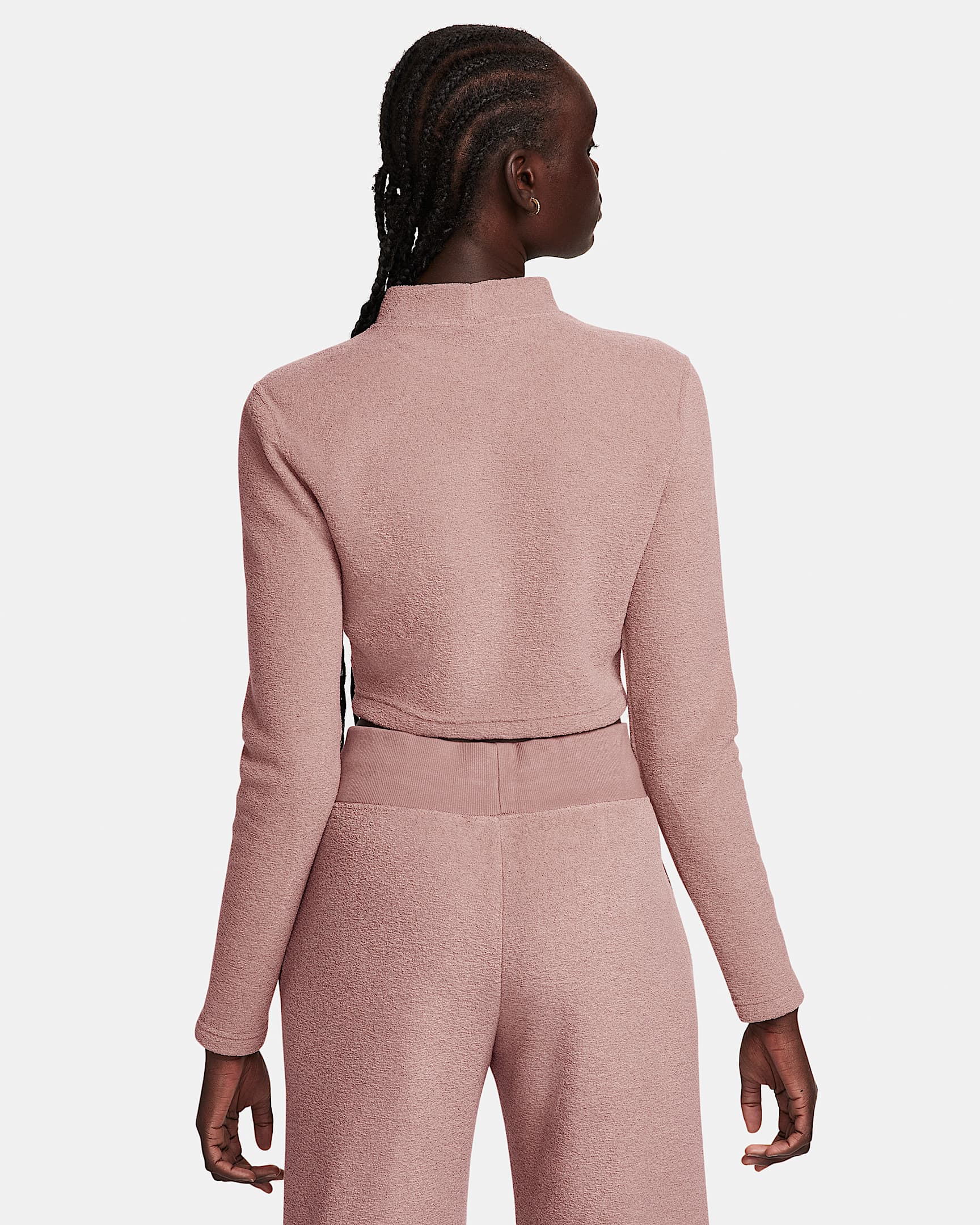 Nike Sportswear Phoenix Plush Women's Slim Mock-Neck Long-Sleeve Cropped Cosy Fleece Top. Nike IE