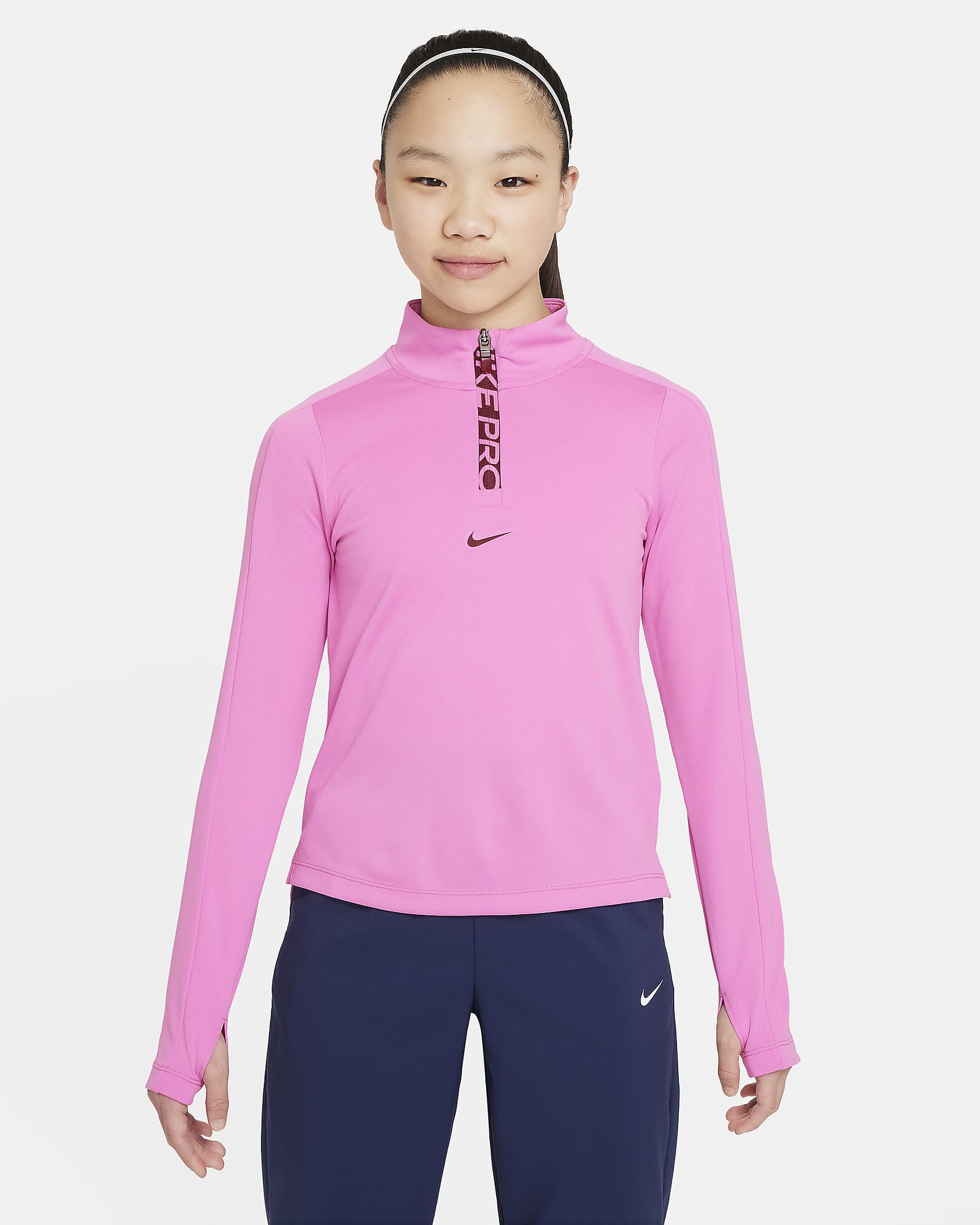 Nike Pro Girls' Dri-FIT Long-Sleeve 1/2-Zip Top. Nike UK