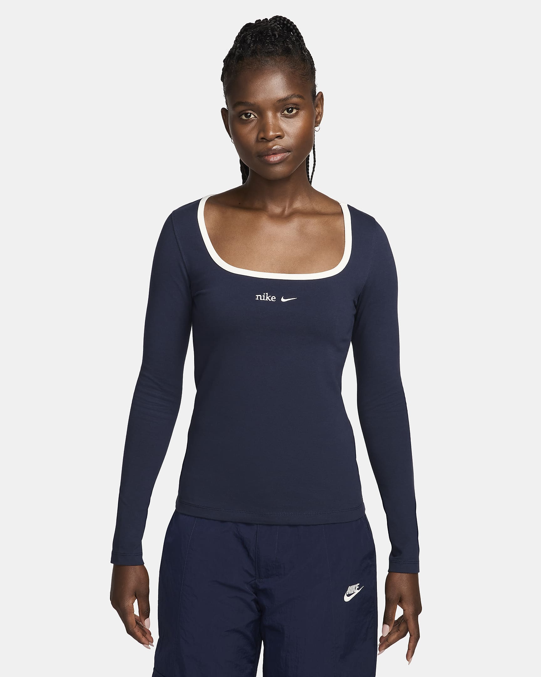Nike Sportswear Women's Square-Neck Long-Sleeve Top. Nike NO