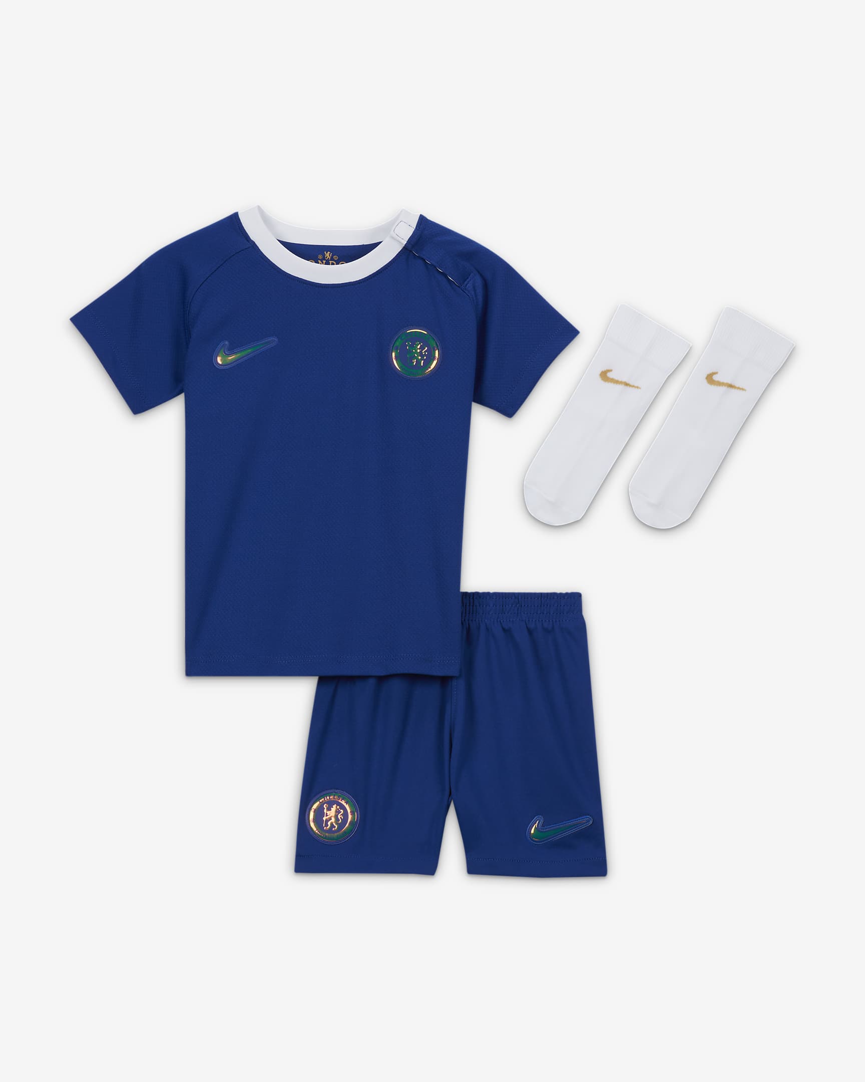 Chelsea F.C. 2023/24 Home Baby/Toddler Nike Dri-FIT 3-Piece Kit. Nike AT