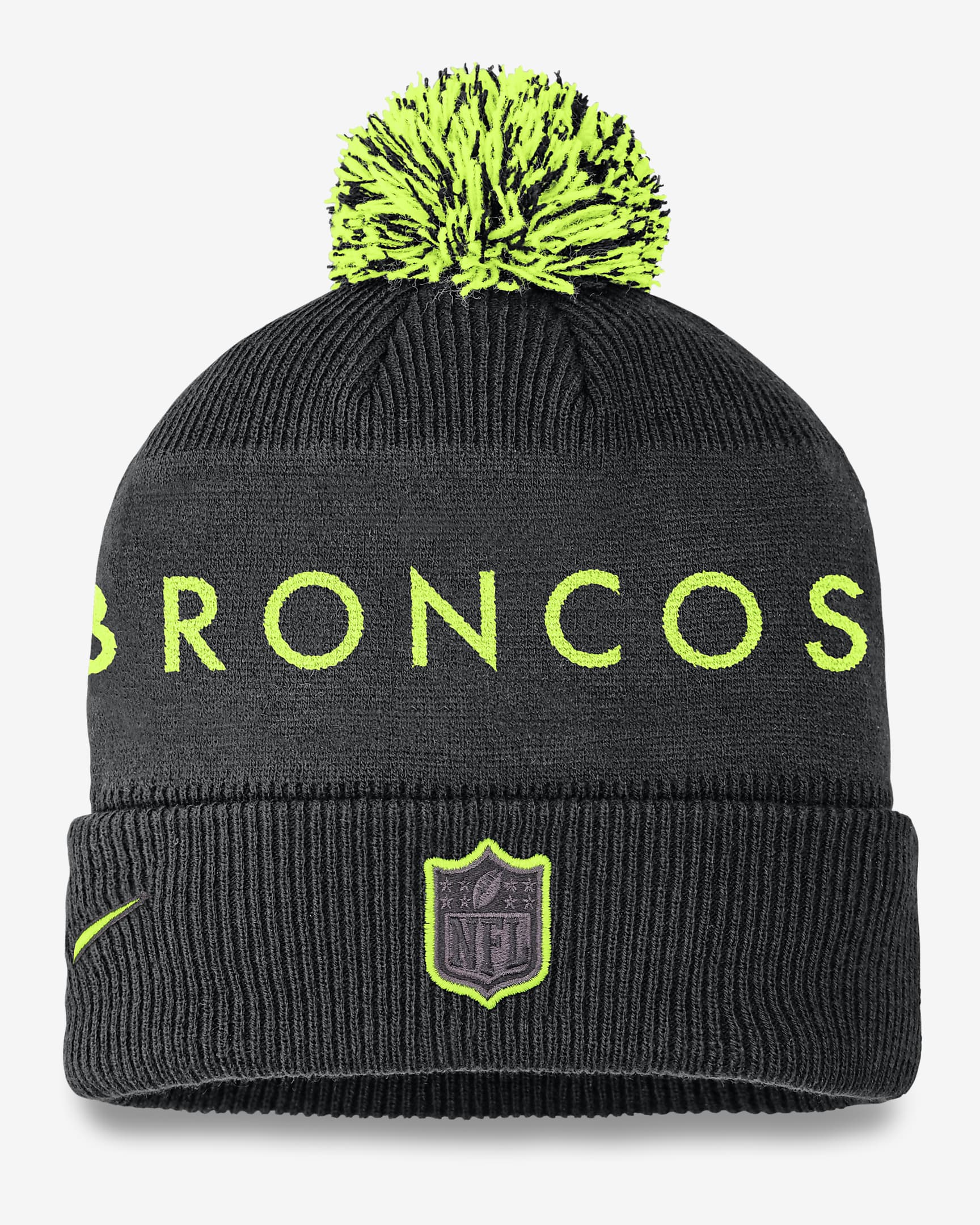Gorro con dobladillo de la NFL Nike para hombre Denver Broncos Volt ...