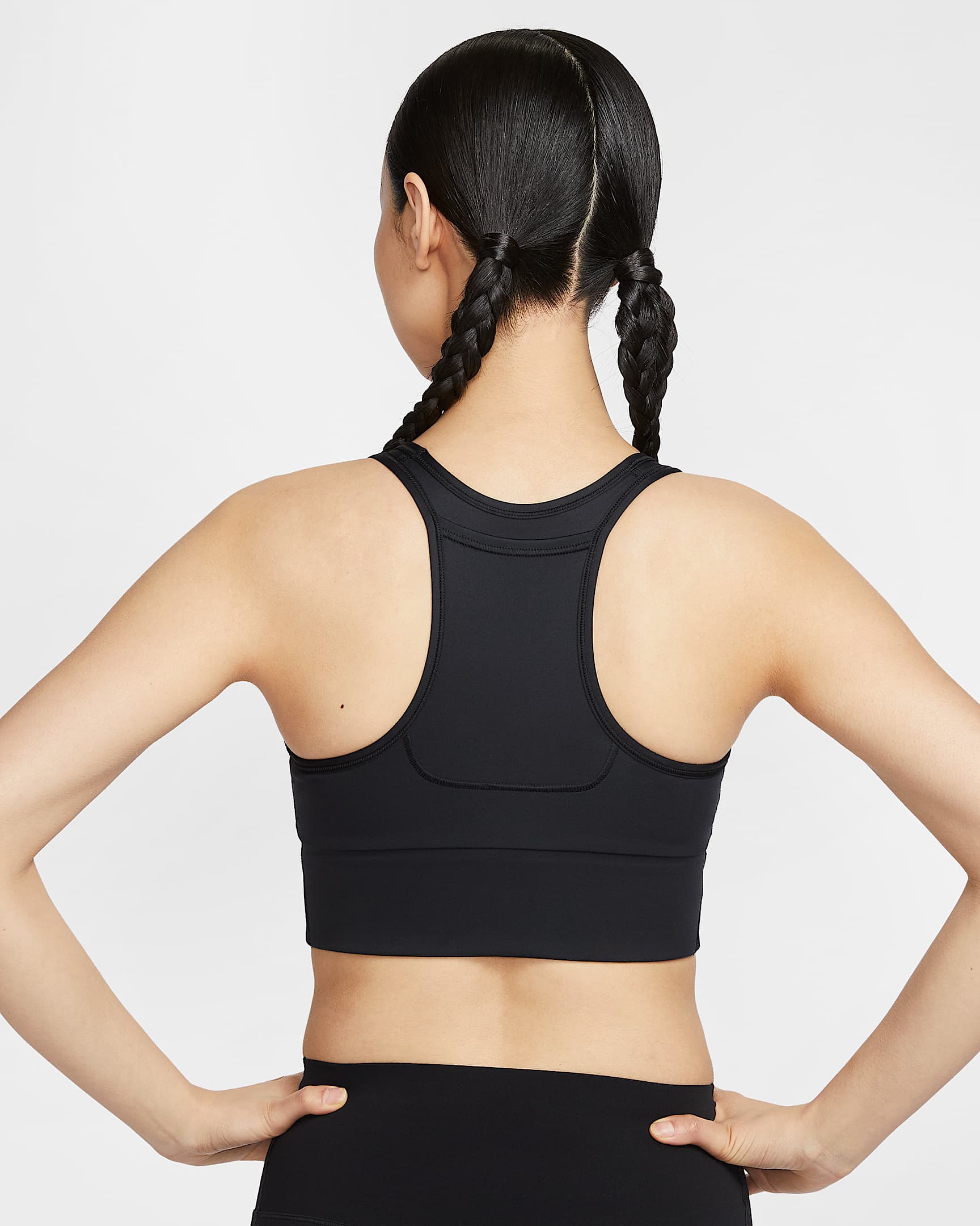 สปอร์ตบราผู้หญิงซัพพอร์ตระดับกลางช่วงตัวยาวเสริมฟองน้ำ Nike Swoosh Pocket Nike TH