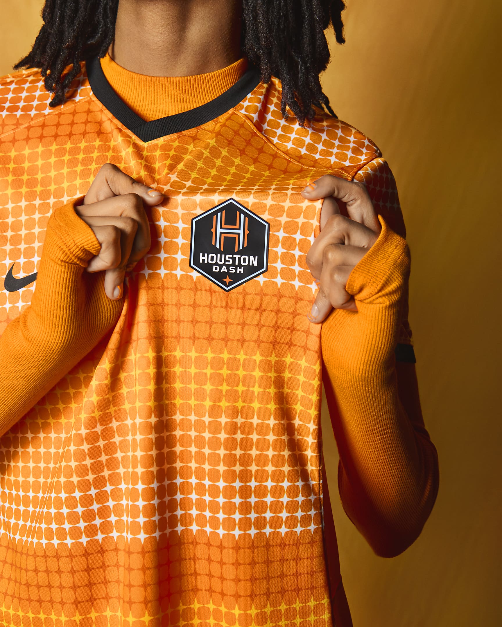 Jersey Nike Dri-FIT de la NWSL tipo réplica para mujer Houston Dash 2024 Stadium Primary. Nike.com