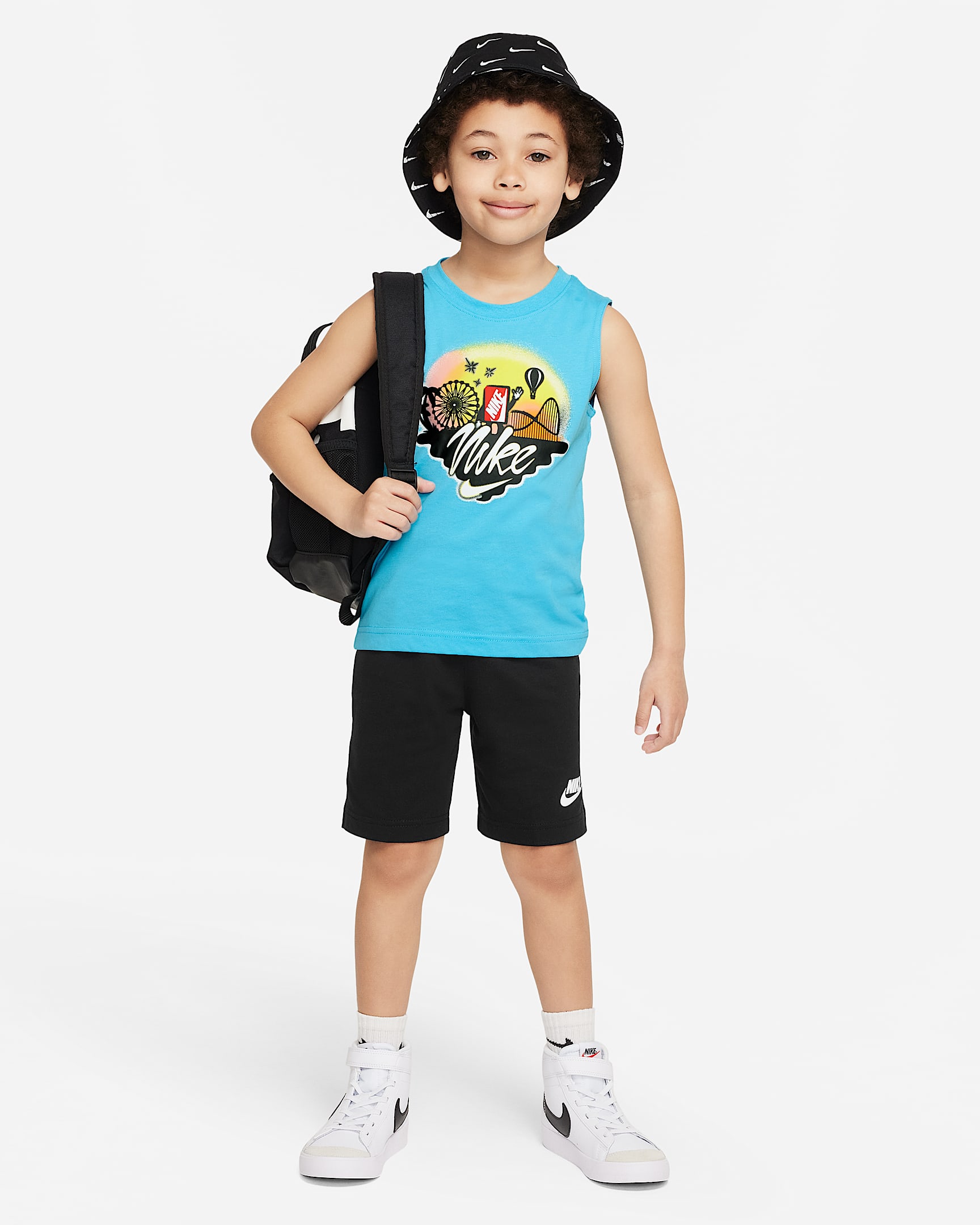 Nike Sportswear Muscle Tee and Shorts Set Younger Kids' 2-Piece Set ...