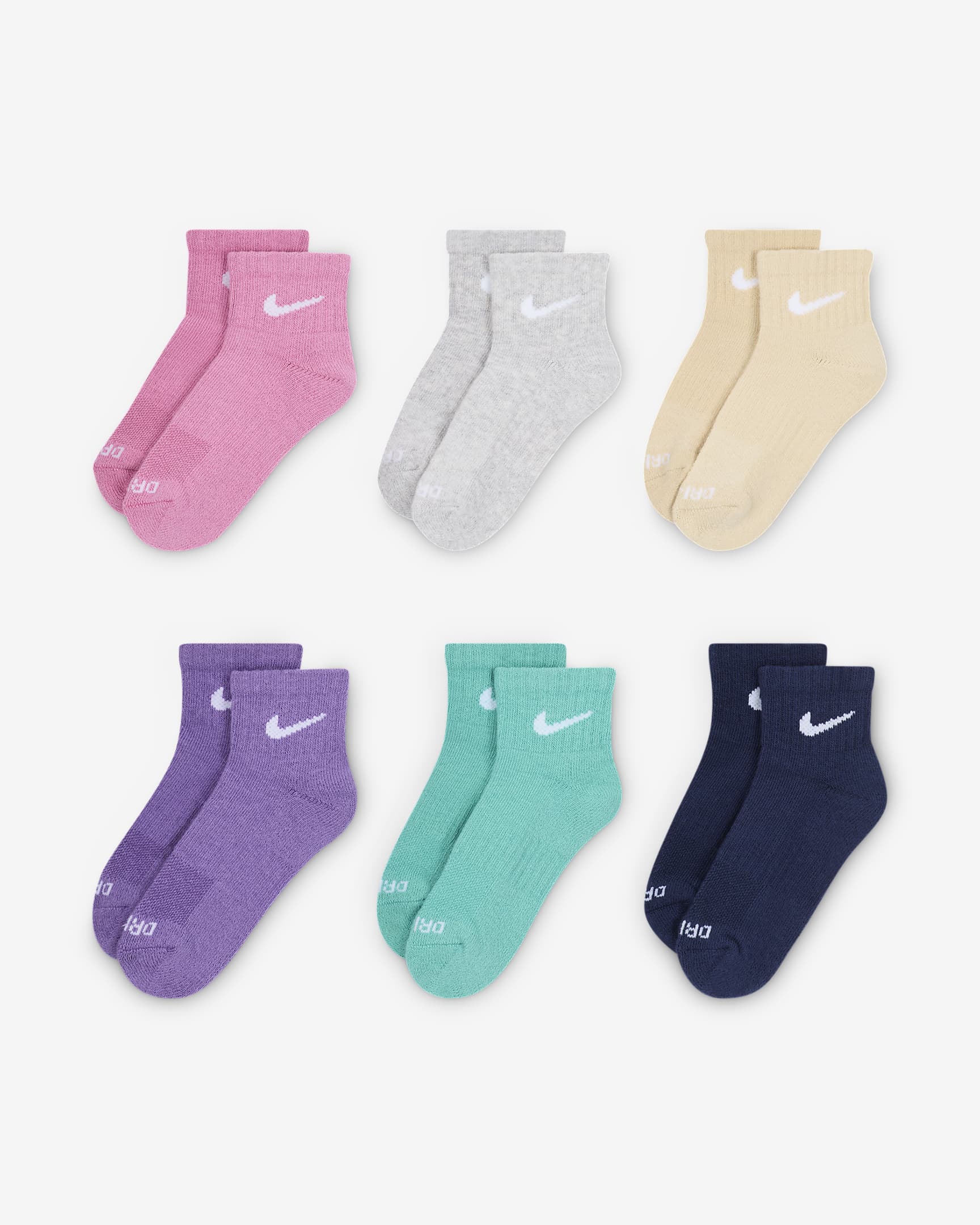 Nike Dri-FIT Performance Basics Little Kids' Quarter Socks (6 Pairs ...