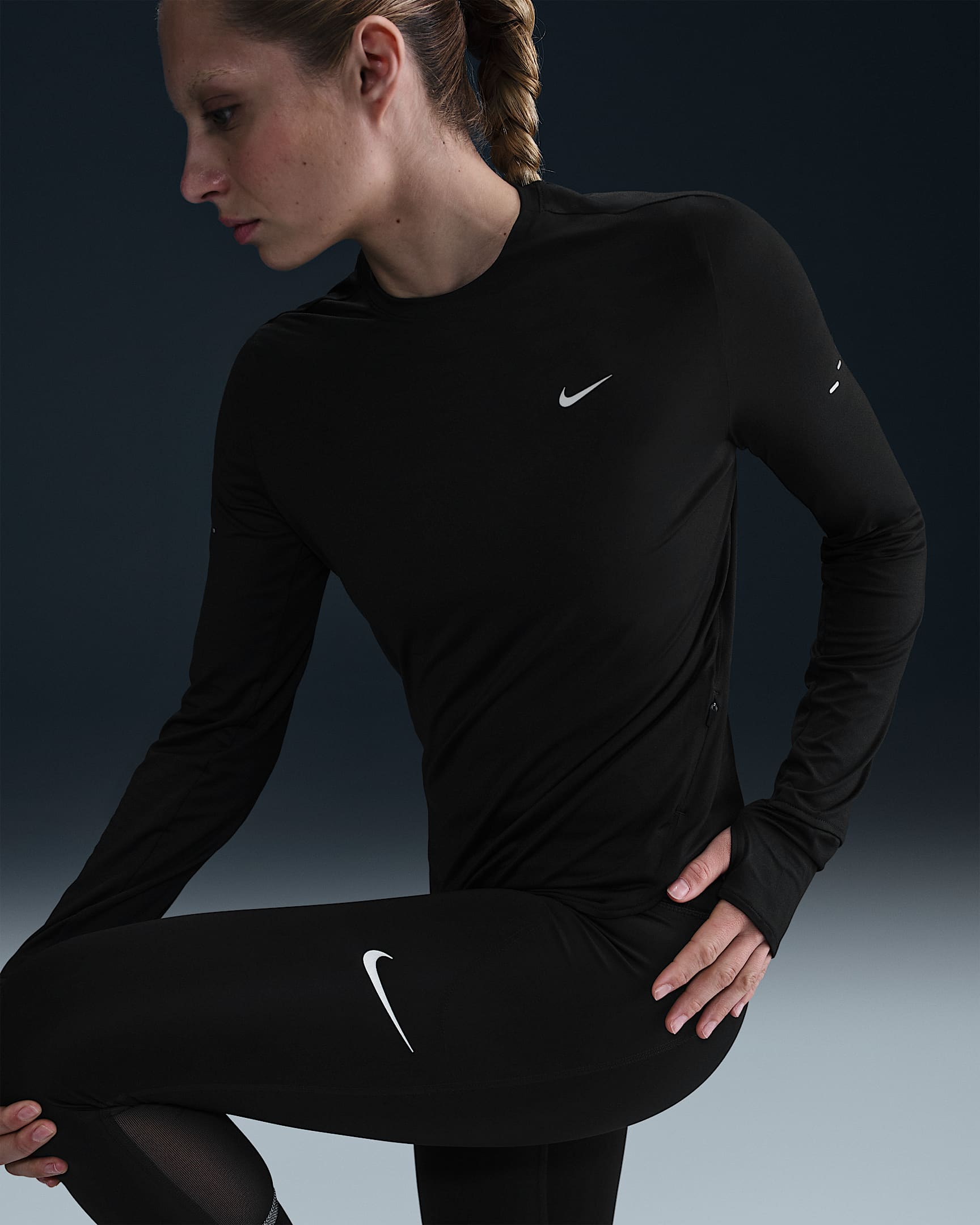 Haut de running à manches longues et col ras-du-cou Dri-FIT anti-UV ...