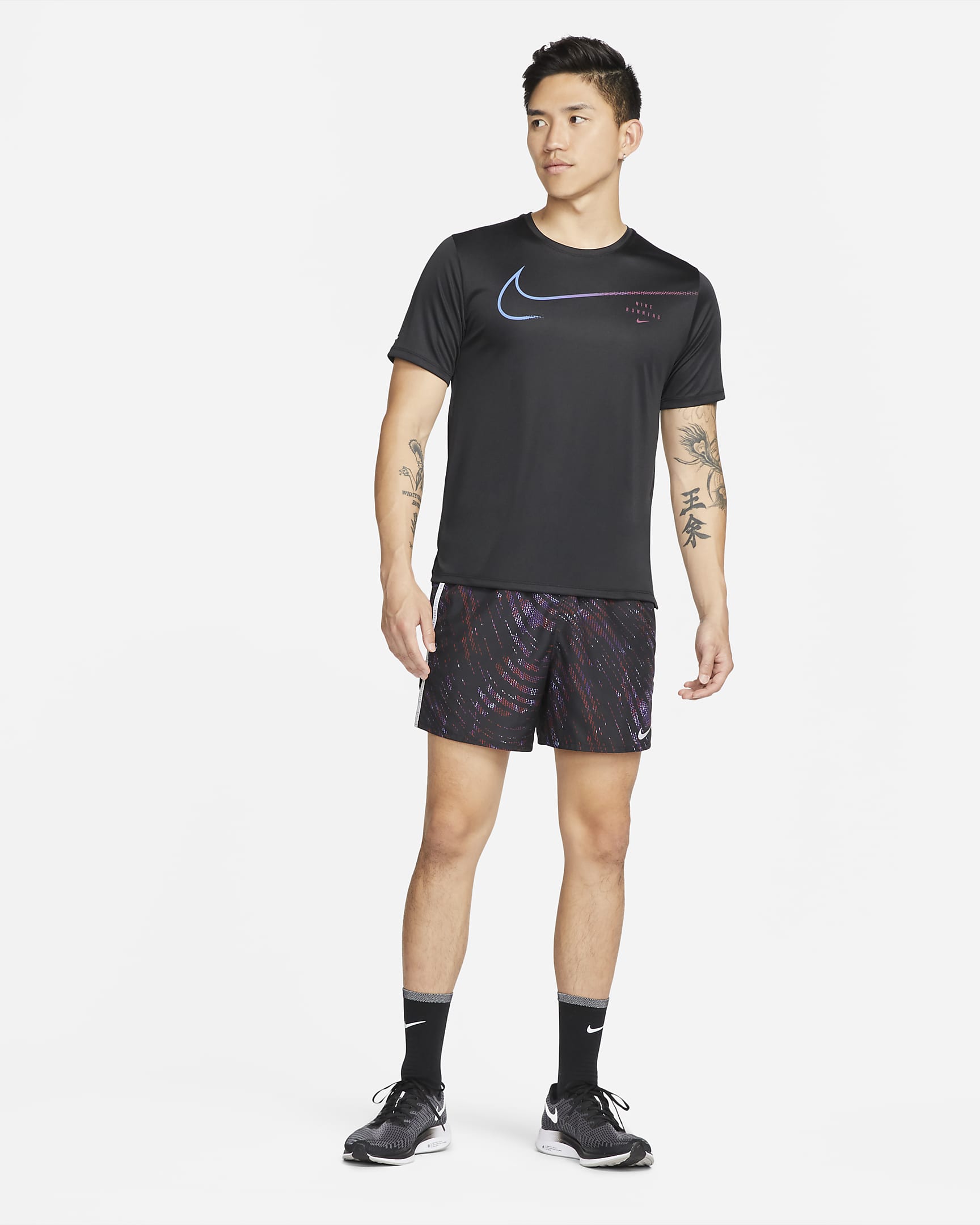 Nike Dri Fit Uv Run Division Miler Mens Short Sleeve Graphic Running