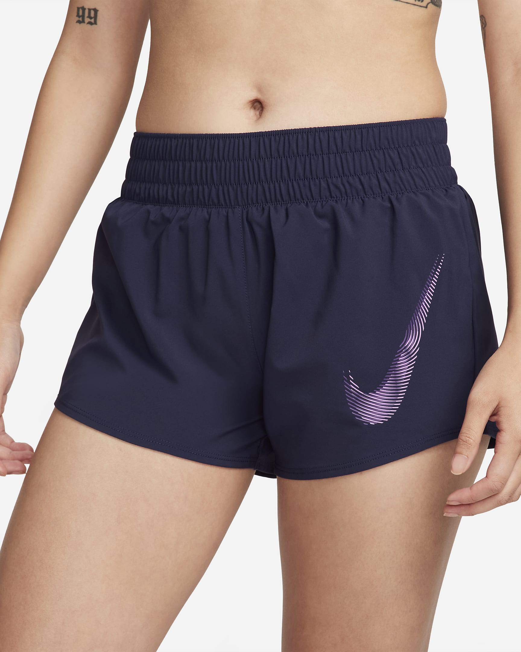 Nike Dri-FIT One Swoosh Women's Mid-Rise Brief-Lined Running Shorts ...