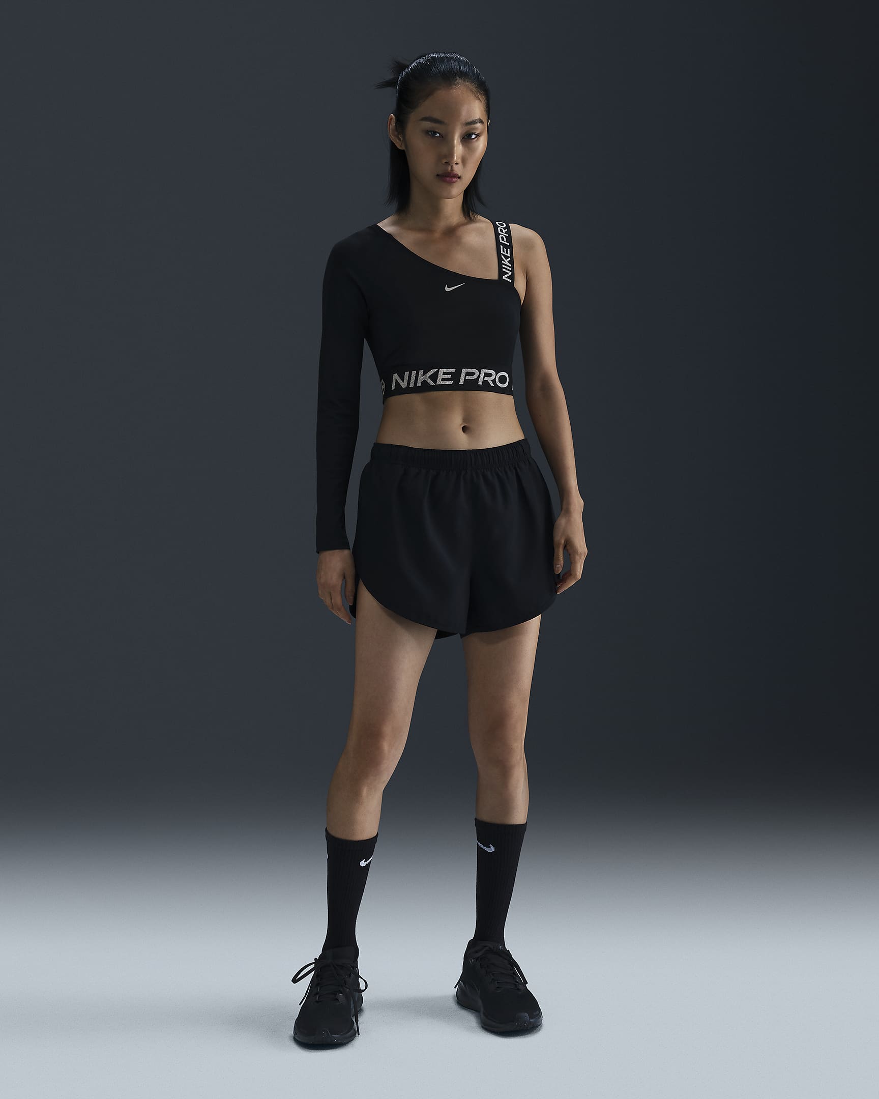 Nike Pro Shine Women's Dri-FIT Asymmetrical Cropped Top. Nike ID