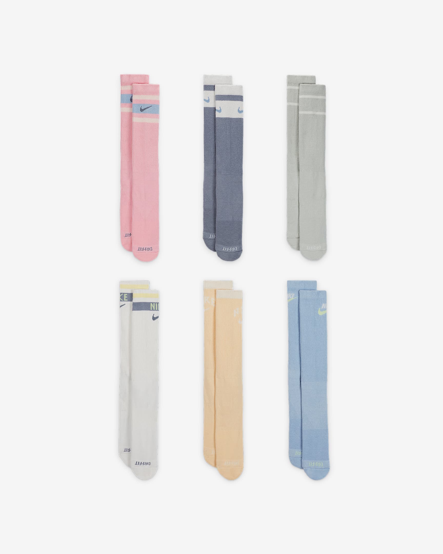 Nike Everyday Plus 緩震中筒襪 (6 雙)。Nike TW