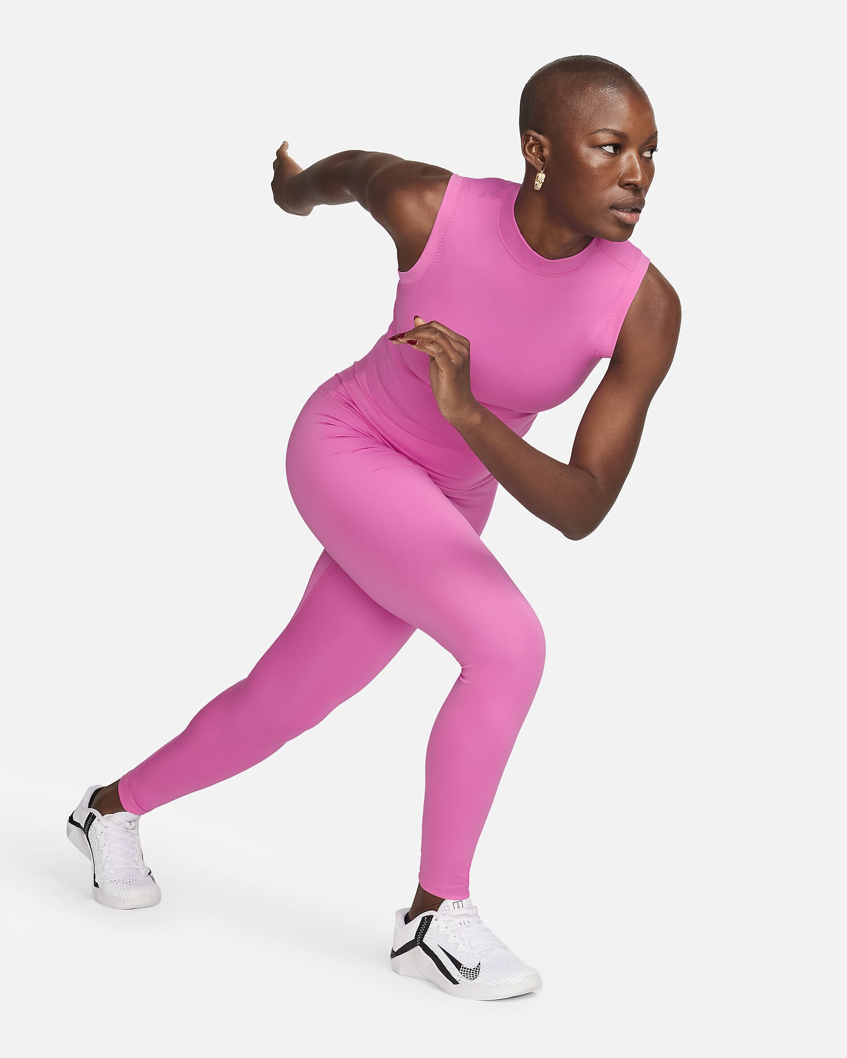 Nike One Fitted Womens Dri Fit Mock Neck Cropped Tank Top Nike Bg