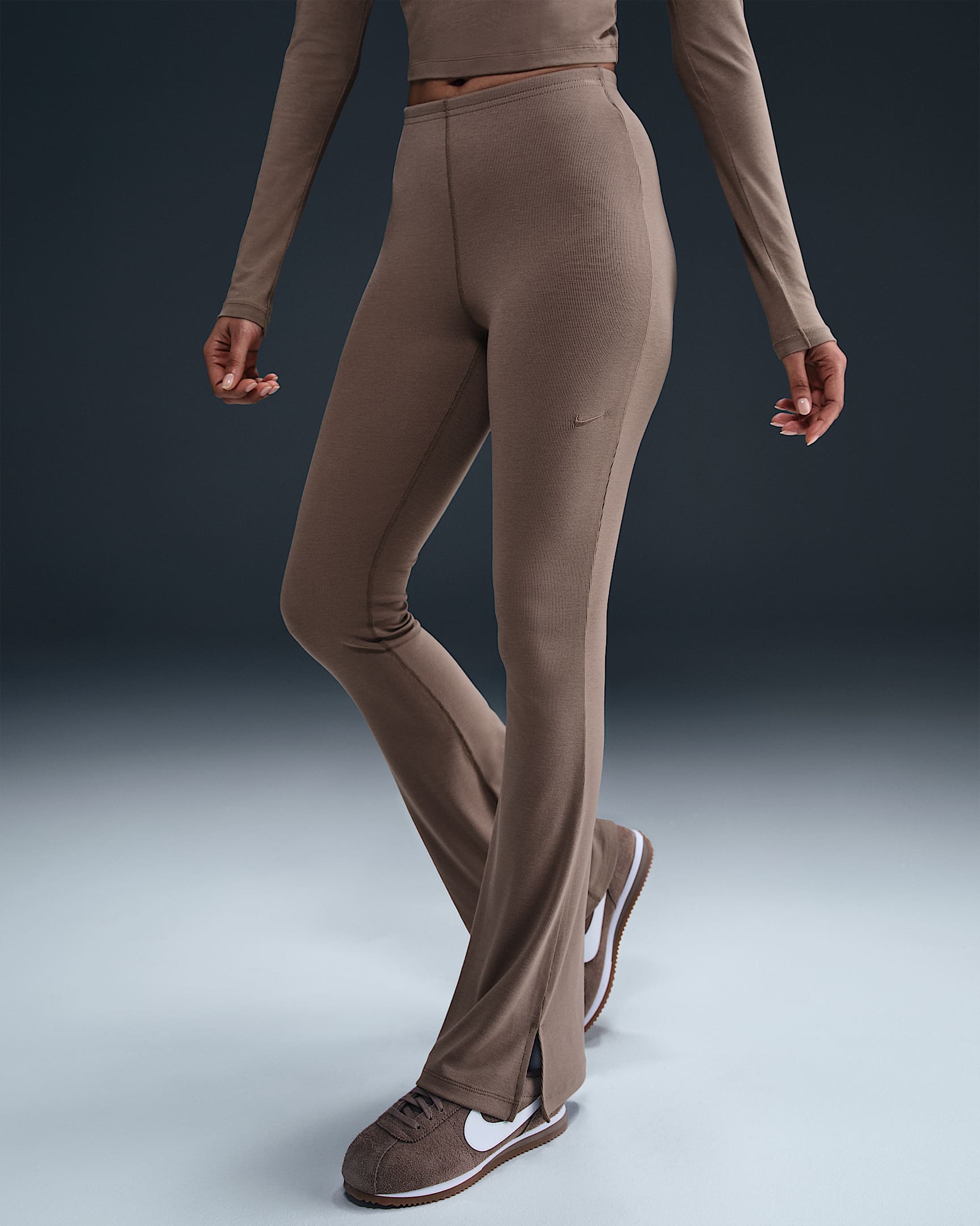 Nike Sportswear Chill Knit Womens Tight Mini Rib Flared Leggings Nike Uk