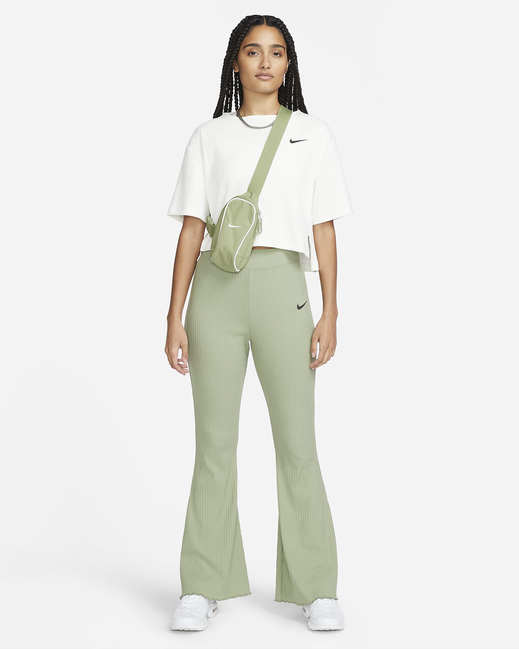 Nike Sportswear Women's High-Waisted Ribbed Jersey Flared Trousers. Nike NZ