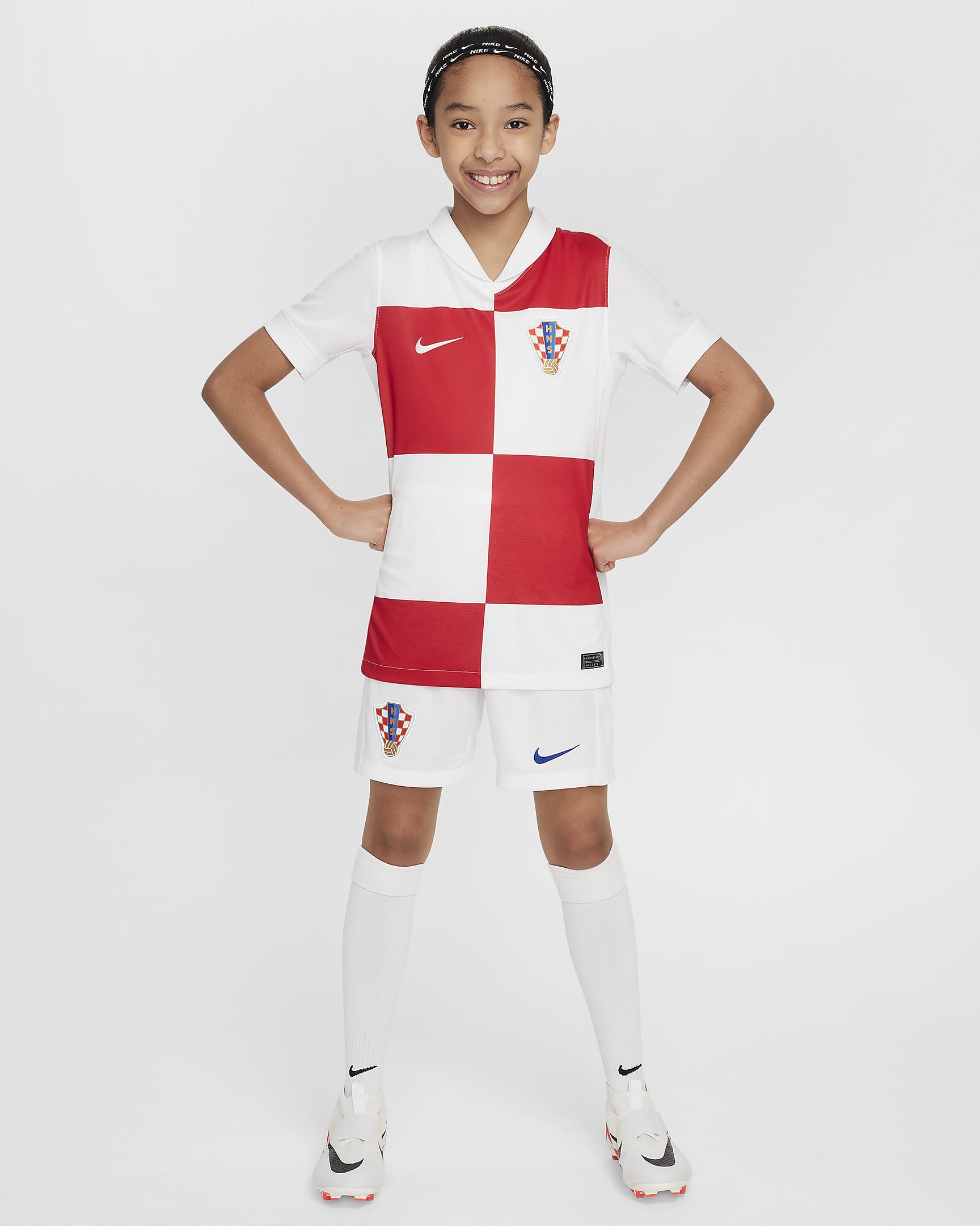 Croatia 2024/25 Stadium Home Older Kids' Nike Dri-FIT Football Replica Shirt. Nike IE