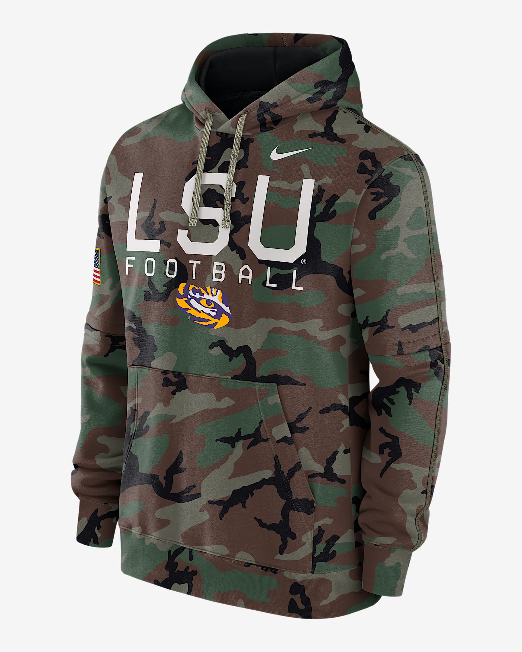 Sudadera con gorro sin cierre universitaria Nike para hombre LSU Tigers Military Appreciation ...